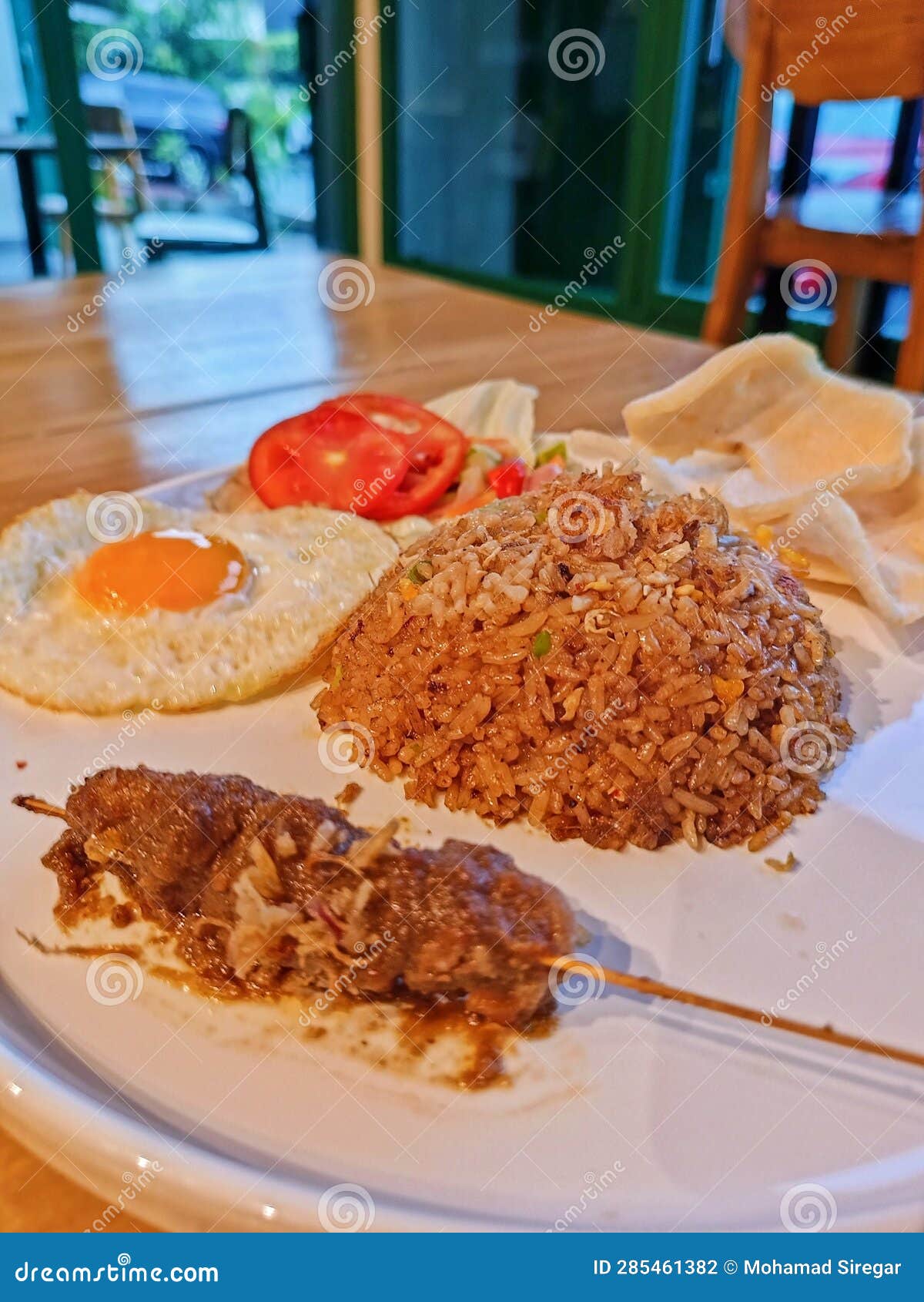 Fried Rice with satay stock photo. Image of satay, fried - 285461382