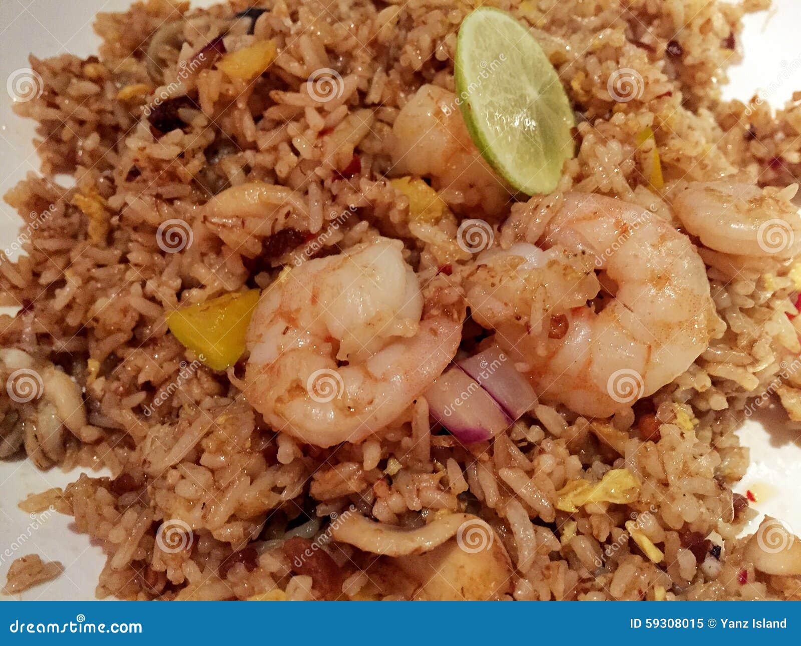 Fried rice with seafood stock image. Image of dish, item - 59308015