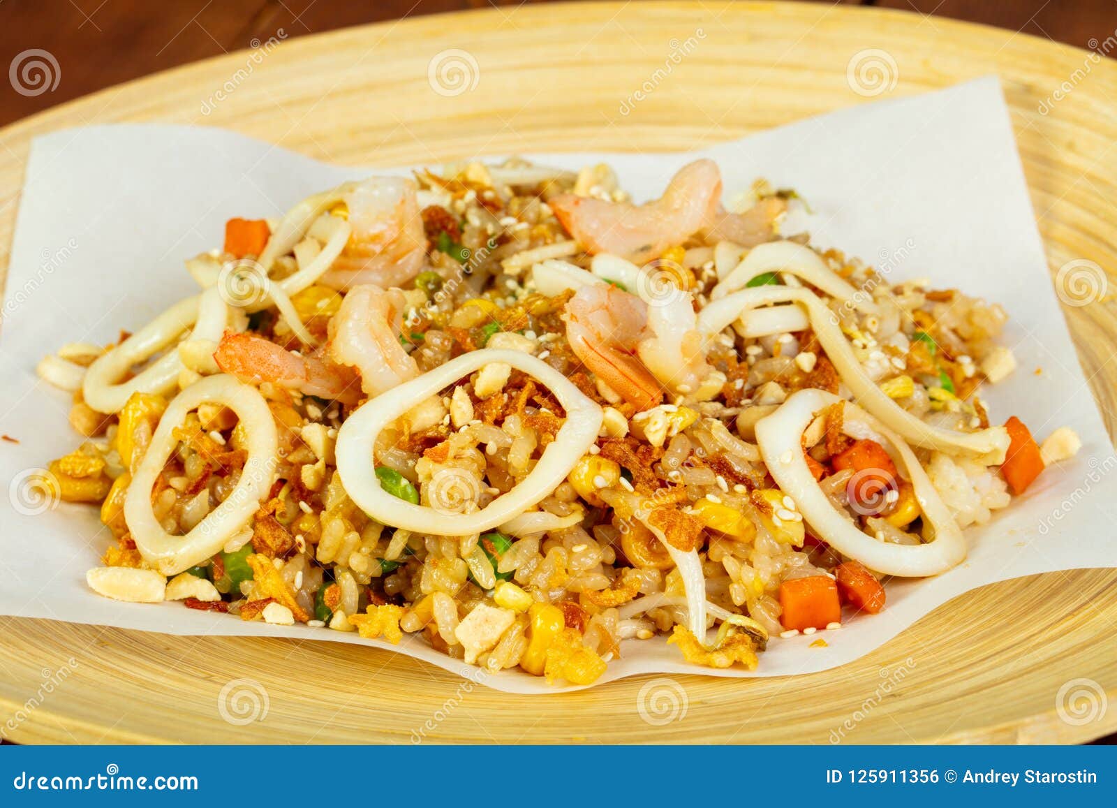 Fried rice with seafood stock photo. Image of gourmet - 125911356