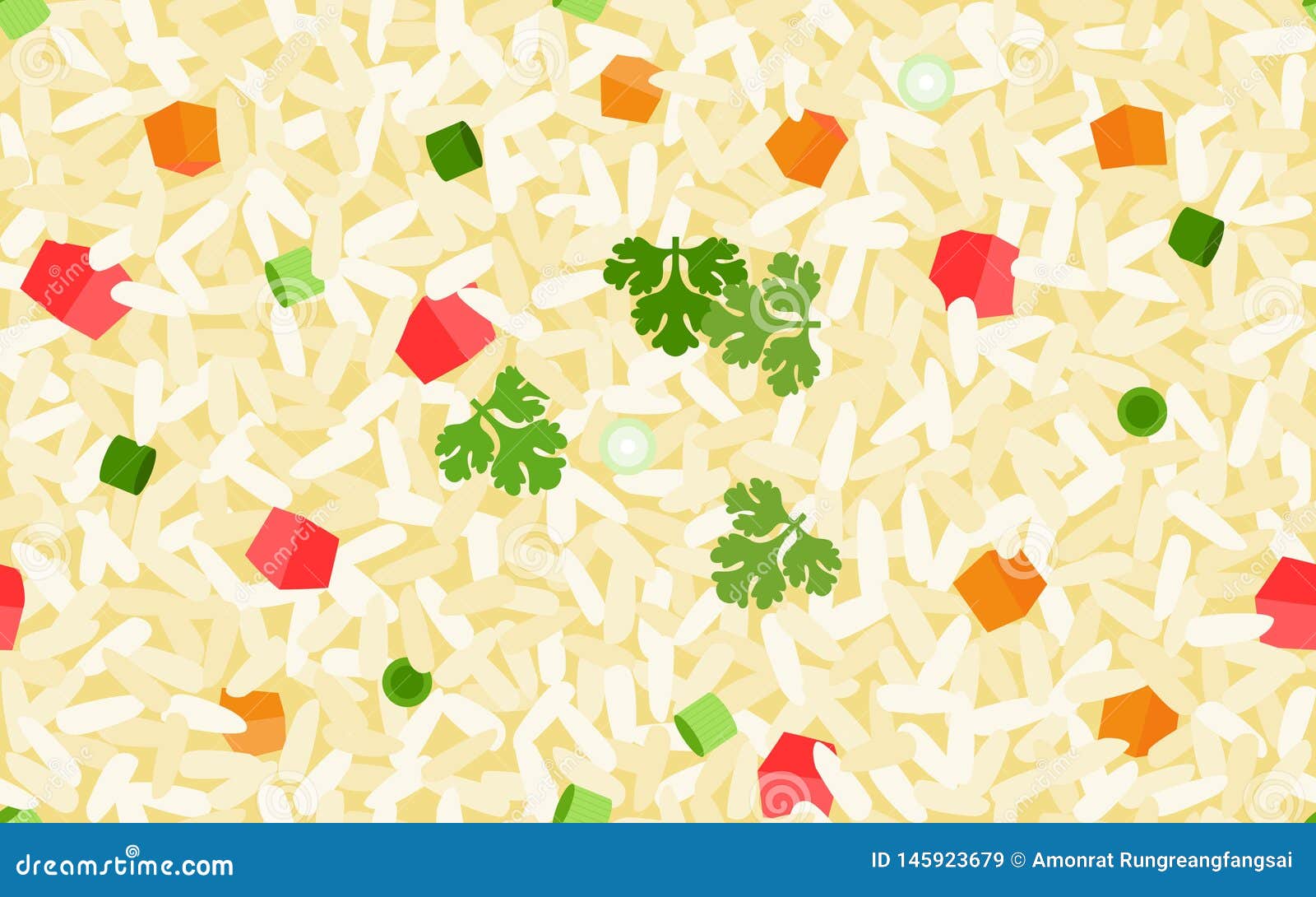 Rice Seamless Pattern. Hand Drawn Bowl With Rice Grains And Paddy Ears ...