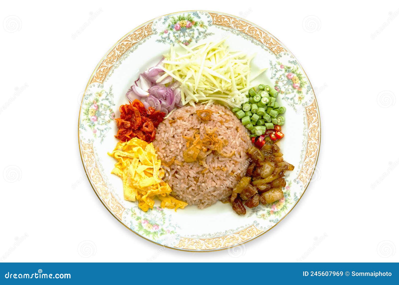 Fried Rice with Shrimp Paste Isolated on White Stock Image - Image of ...