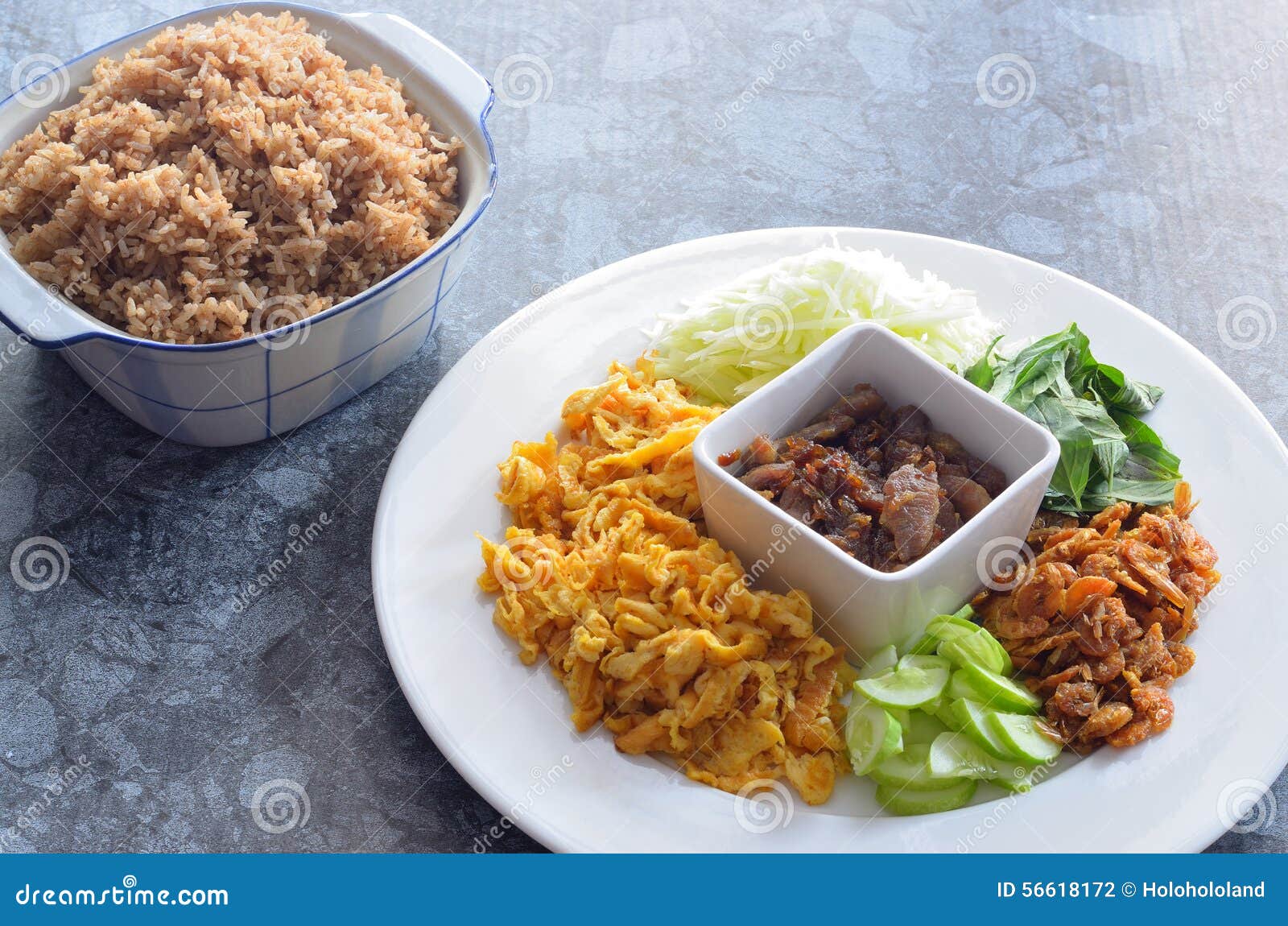 Fried Rice with Shrimp Paste Stock Photo - Image of blow, mango: 56618172