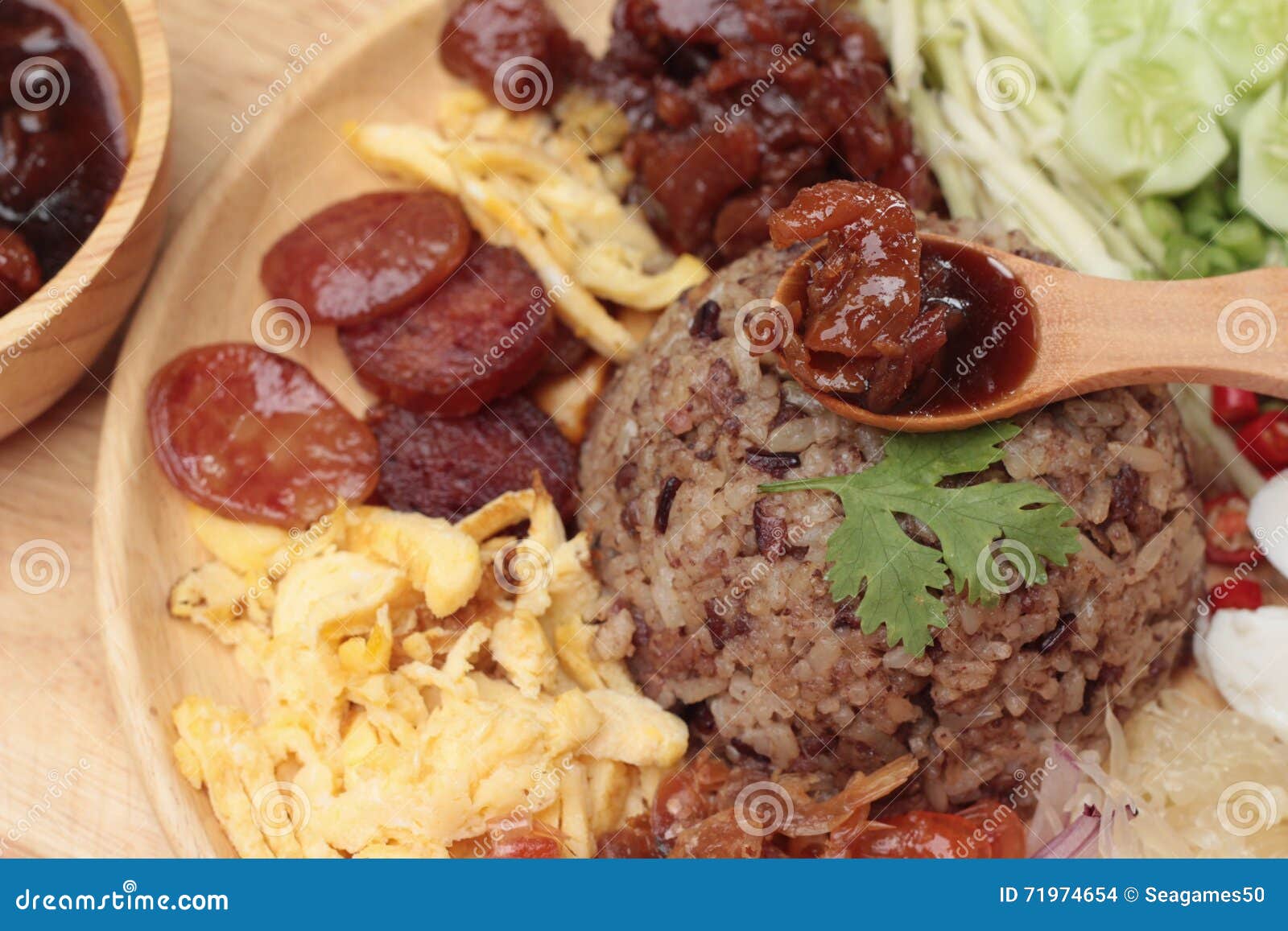 Fried Rice with Shrimp Paste Thai Food. Stock Photo - Image of shrimp ...