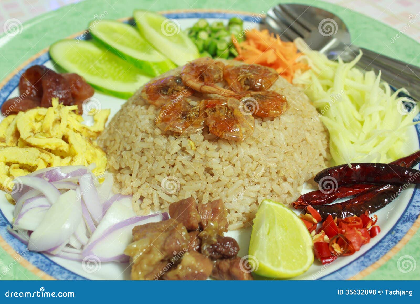 Fried Rice with Shrimp Paste. Stock Photo - Image of chillies, pepper ...