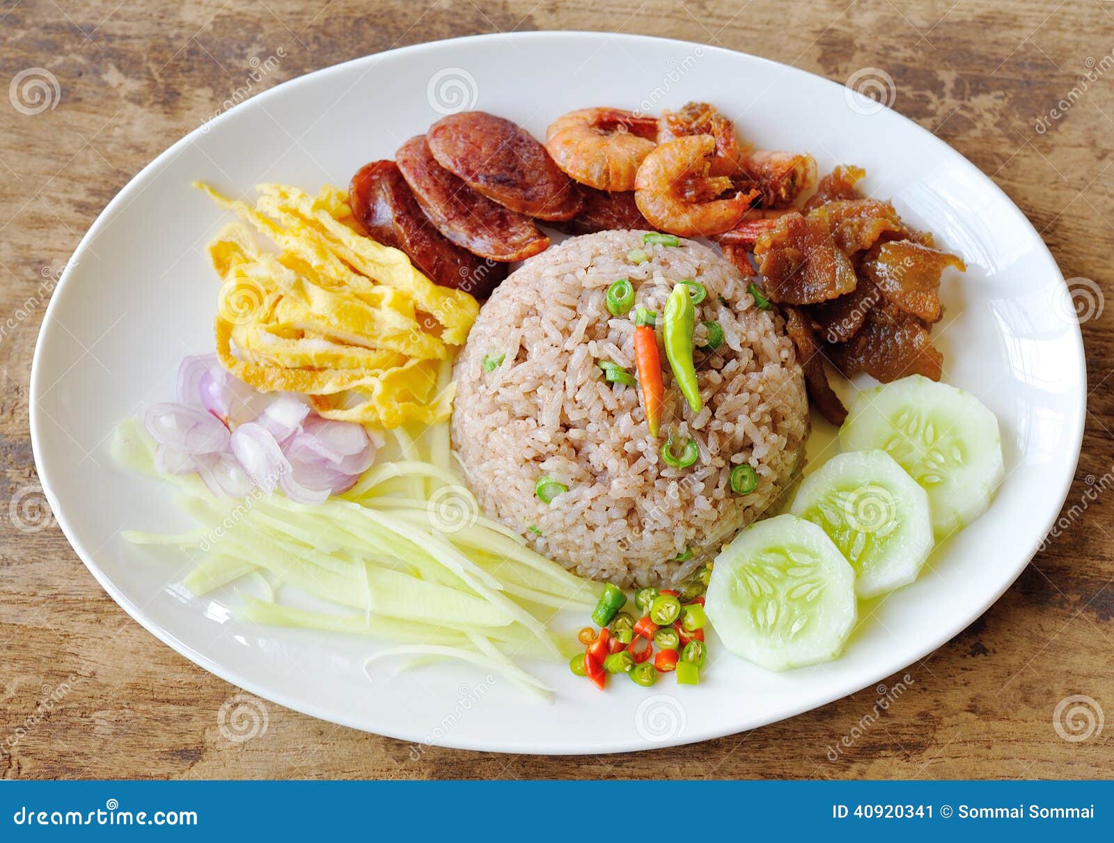 Fried Rice with Shrimp Paste Stock Image - Image of paste, cucumber ...