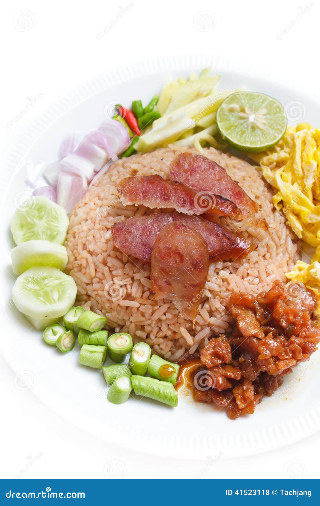 Fried Rice with Shrimp Paste. Stock Photo - Image of dish, mixed: 41523118