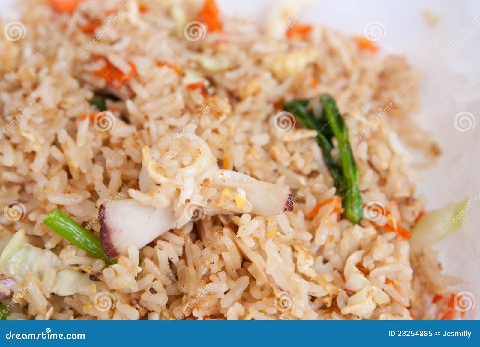 Fried rice with squid stock image. Image of international - 23254885