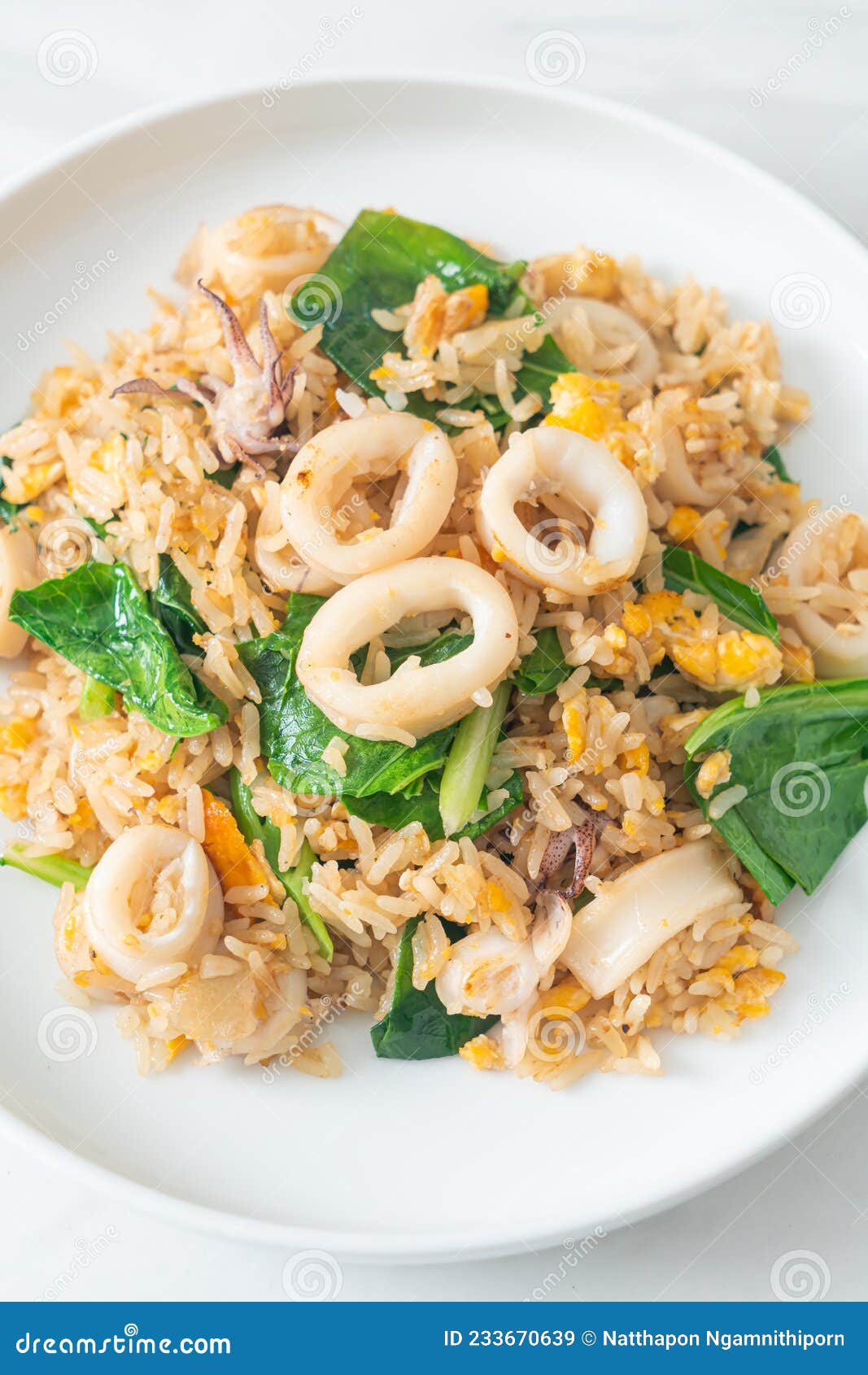 Fried Rice with Squid or Octopus Stock Image - Image of rice, gourmet ...