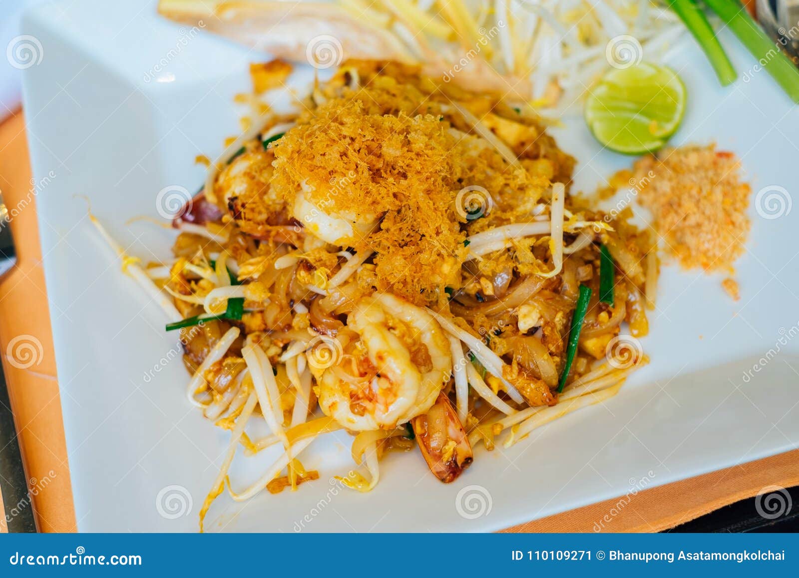 Fried Rice Sticks with Shrimp Stock Image - Image of food, thai: 110109271