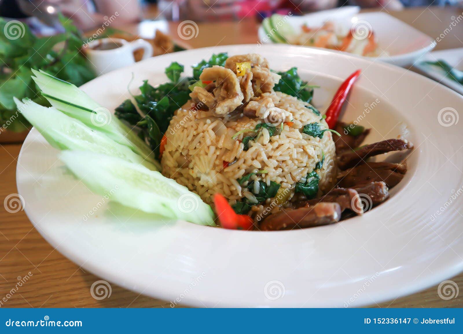 Fried Rice or Stir-fried Rice with Crispy Pork and Duck Stock Image ...
