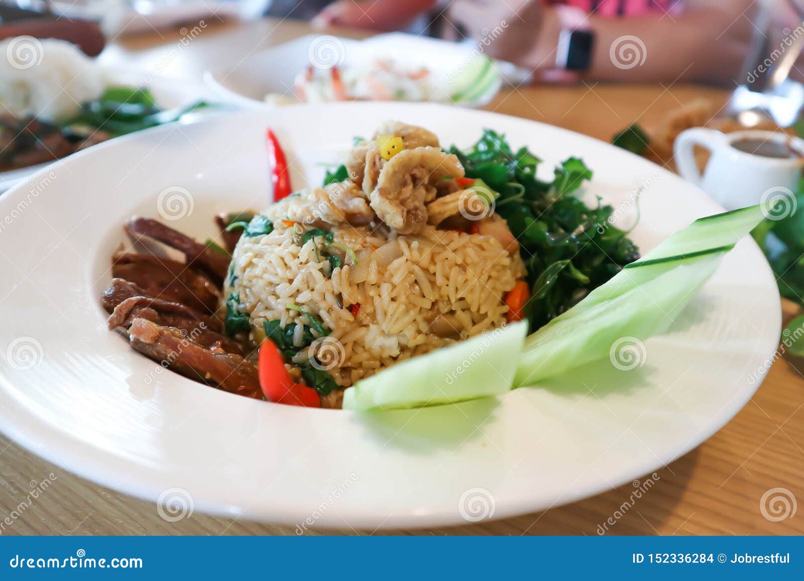 Fried Rice or Stir-fried Rice with Crispy Pork and Duck Stock Photo ...