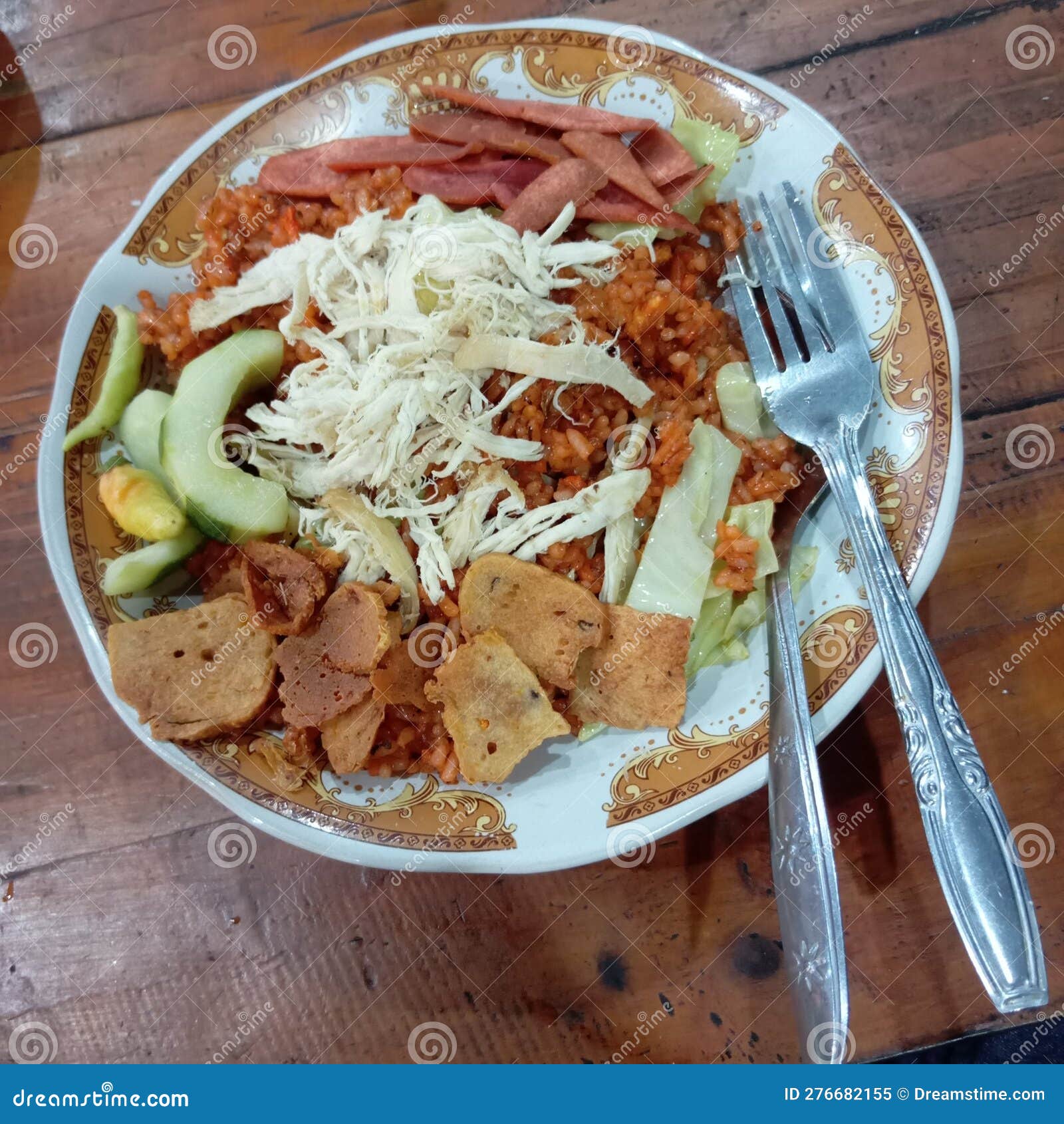 Fried Rice on the Table Full Condiment Stock Image - Image of rice ...