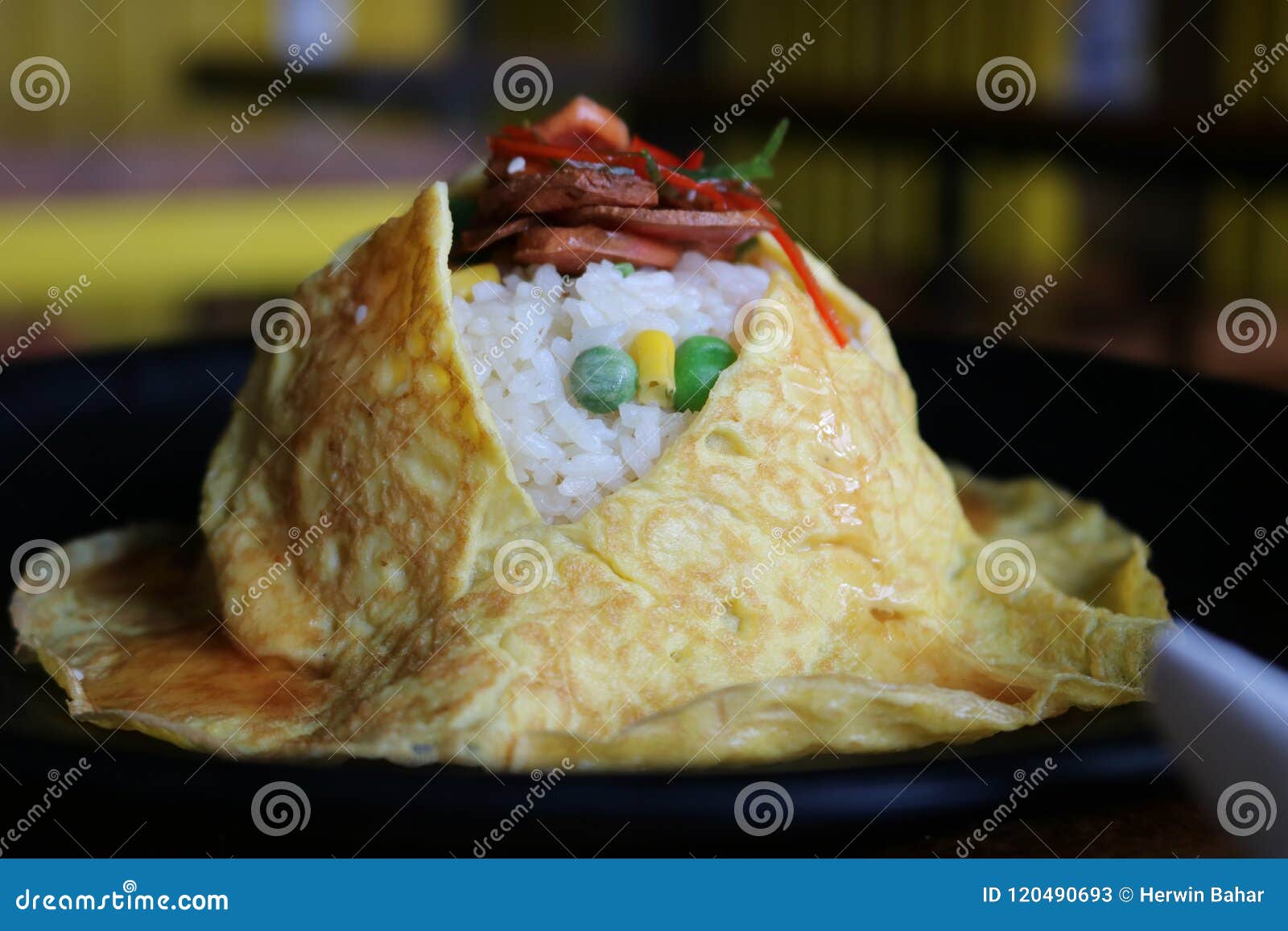 Fried rice on the table stock image. Image of table - 120490693
