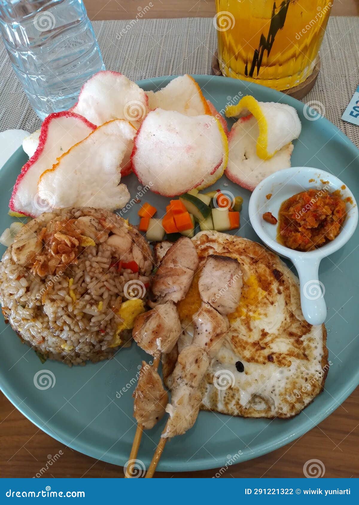 Fried Rice with Taichan Satay and Egg Stock Photo - Image of taichan ...