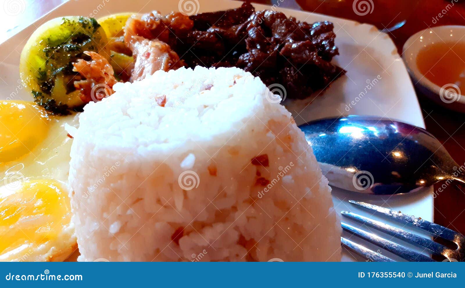 Fried Rice, Tapa and Egg. Pinoy Breakfast Silog Stock Photo - Image of ...