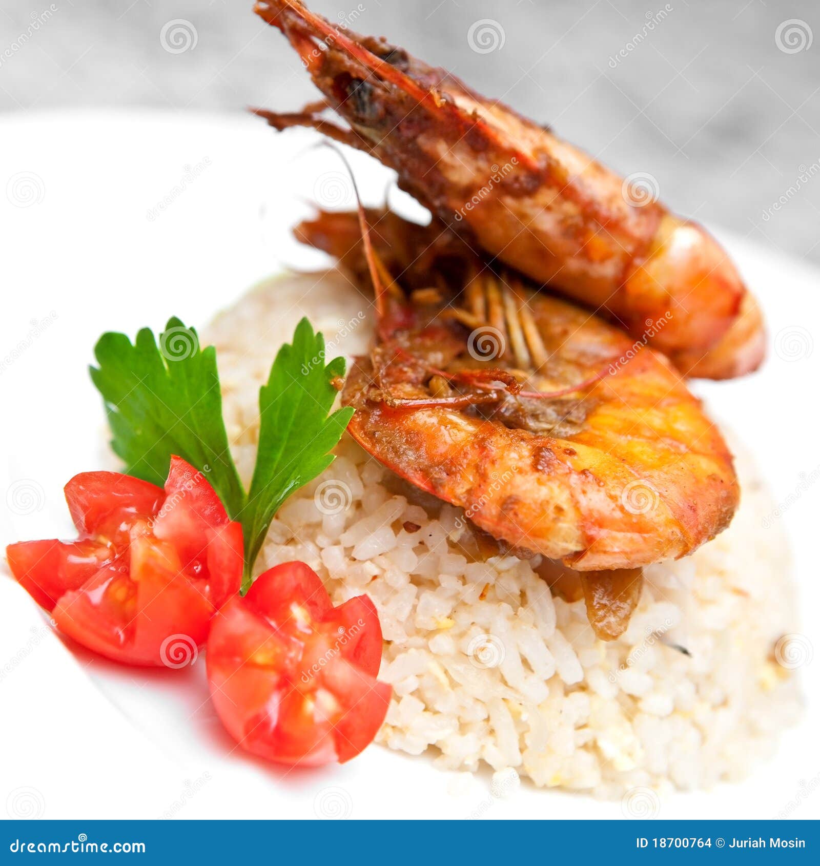 Fried Rice with Tiger Prawns Stock Photo - Image of onion, prawns: 18700764