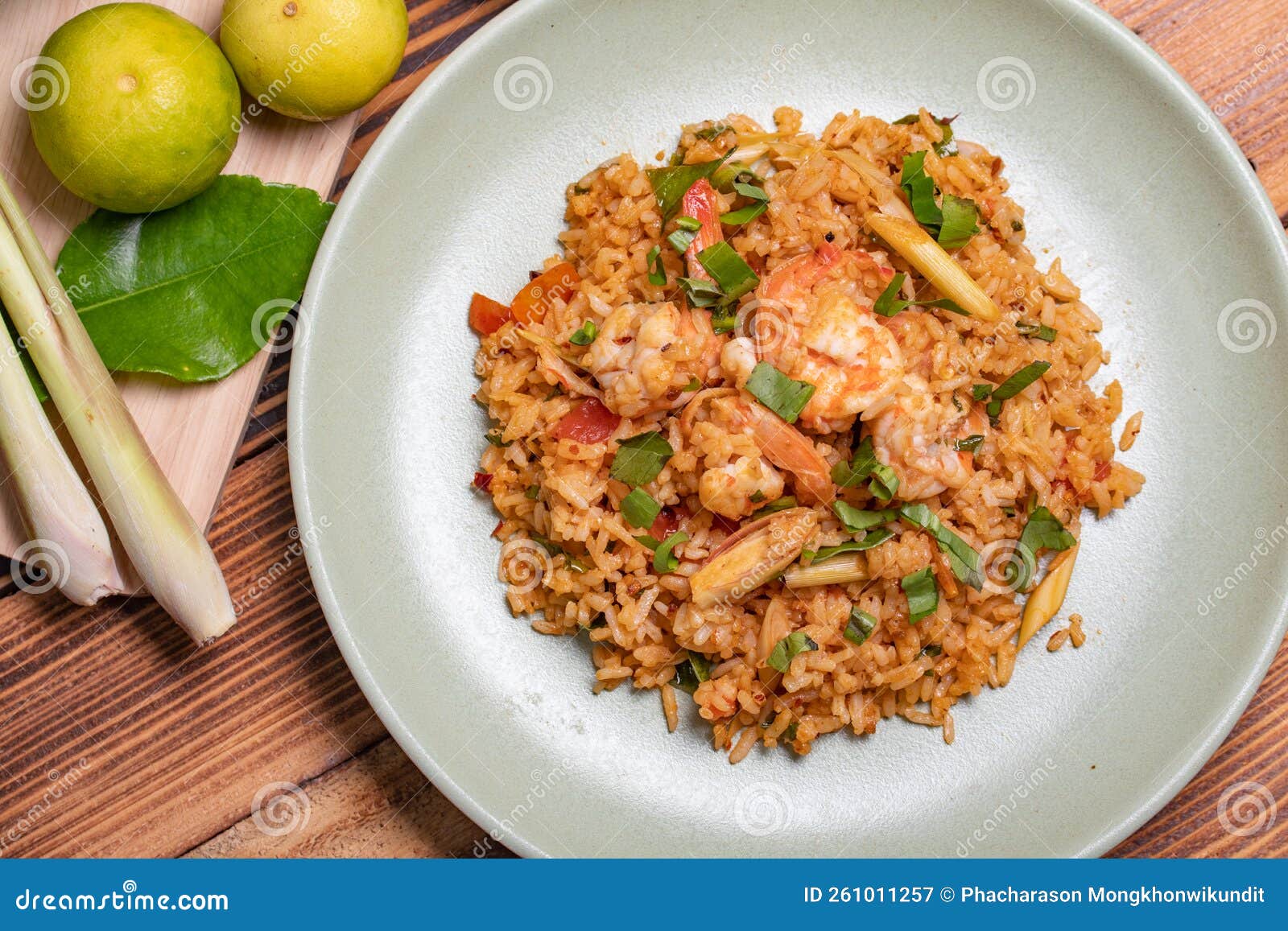 Fried Rice with Tom Yum Goong in a Plate Stock Image - Image of cuisine ...