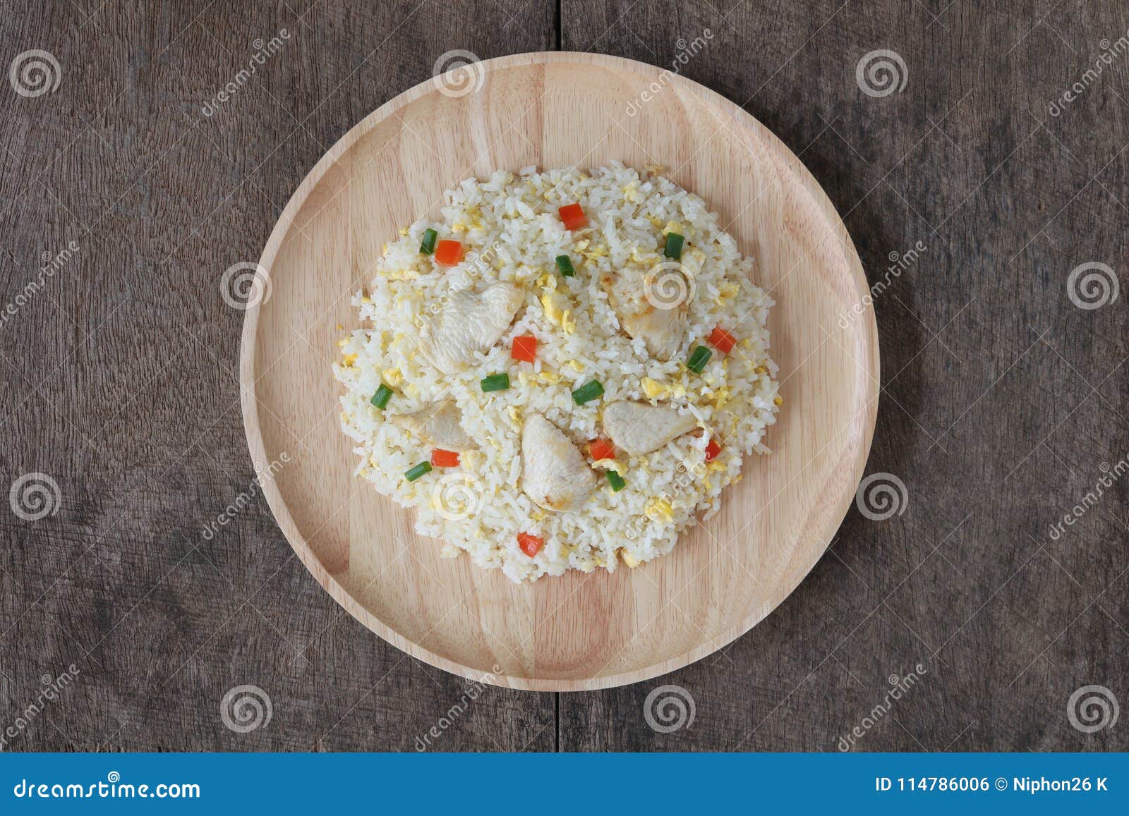 Fried rice top view stock photo. Image of cooked, delicious - 114786006