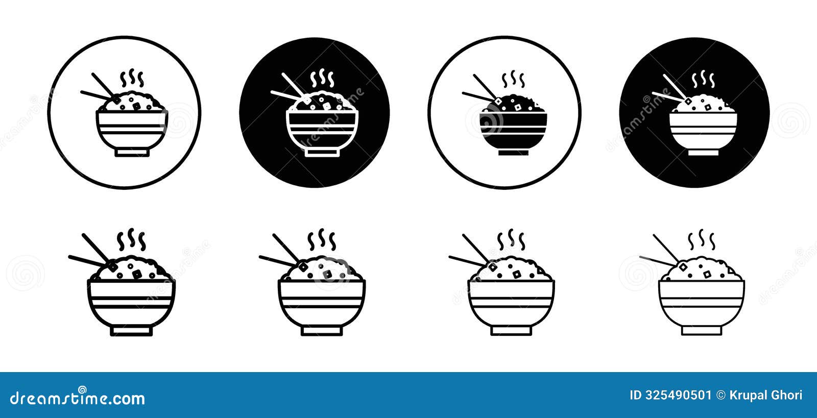 Fried Rice Vector Icon Set Collection. Fried Rice Outline Flat Icon ...