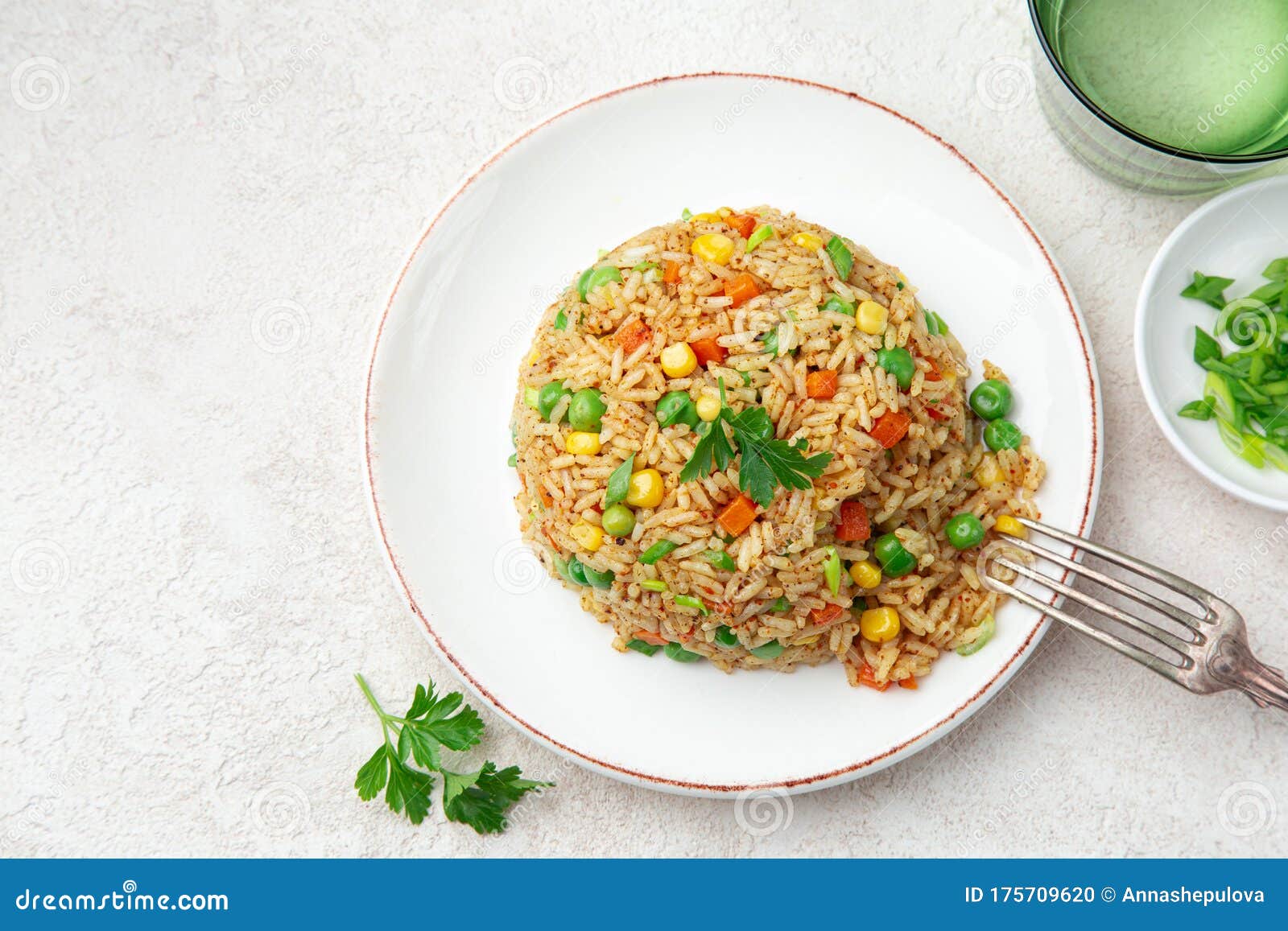 Fried Rice with Vegetables on White Plate Stock Photo - Image of dinner ...