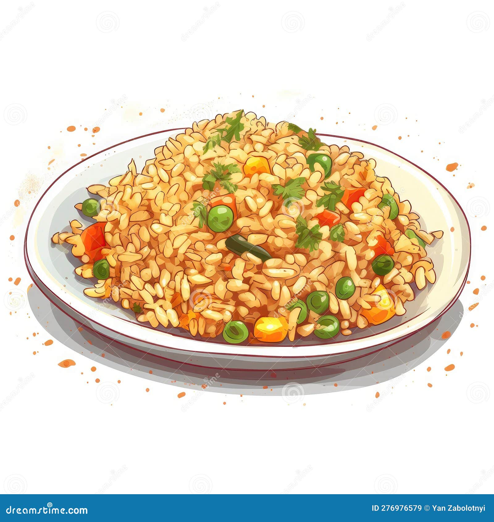 Fried Rice on White Background Logo. Generative AI Stock Illustration ...