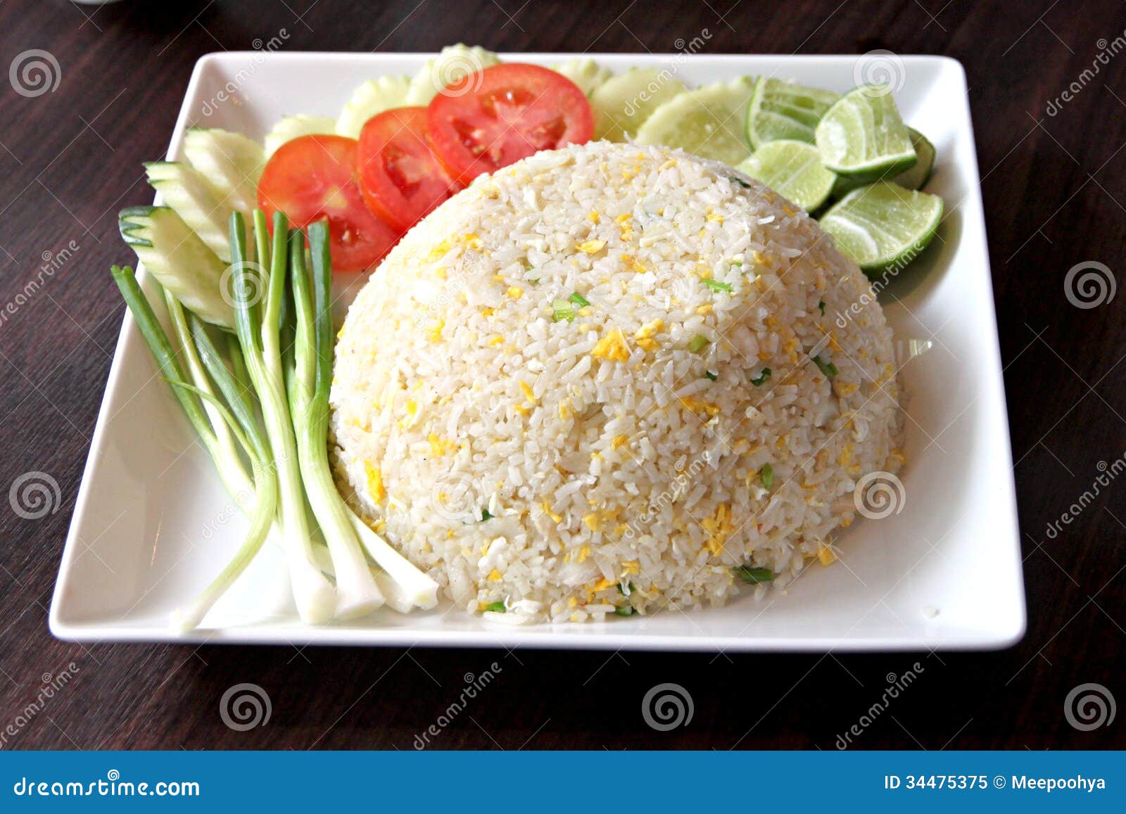 Fried Rice in White Dish on the Foods Table. Stock Image - Image of ...
