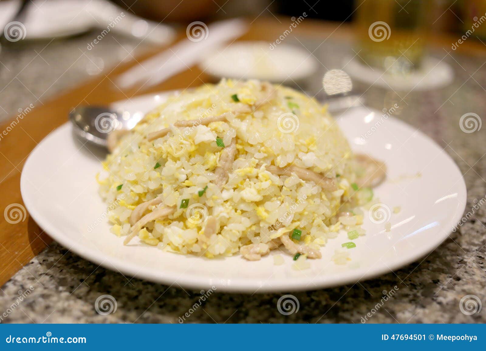Fried rice on white dish. stock image. Image of white - 47694501