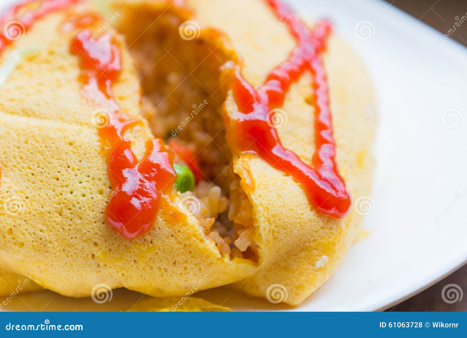 Fried Rice Wrapped with Omelette Stock Photo - Image of cuisine, dinner ...