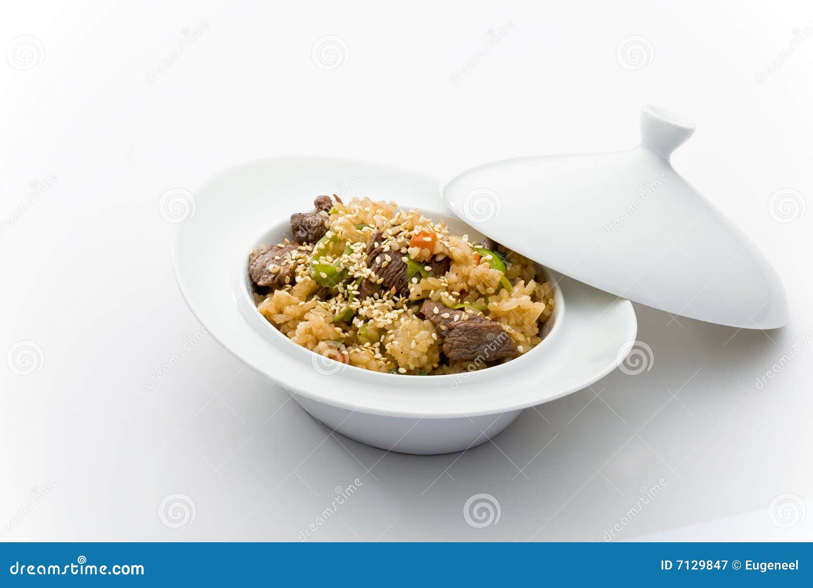 Fried rise with beef stock image. Image of salmon, perch - 7129847