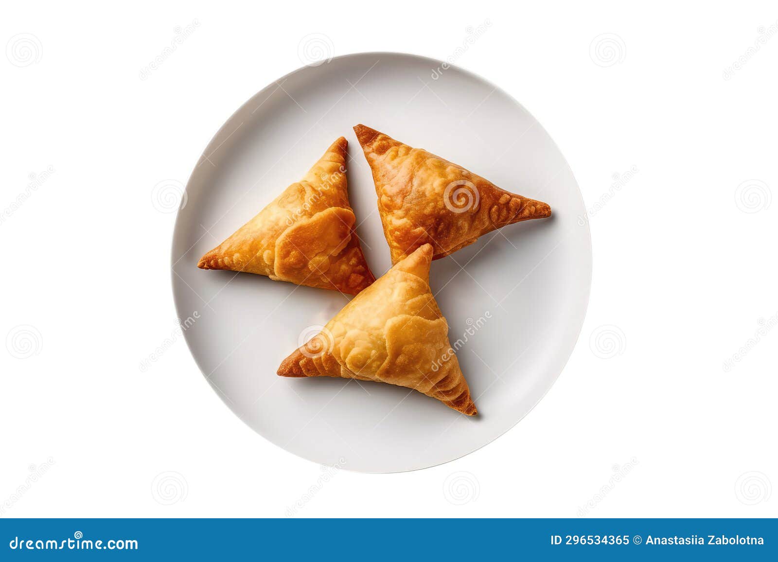 Fried Samosa on White Plate, on White Background Stock Illustration ...