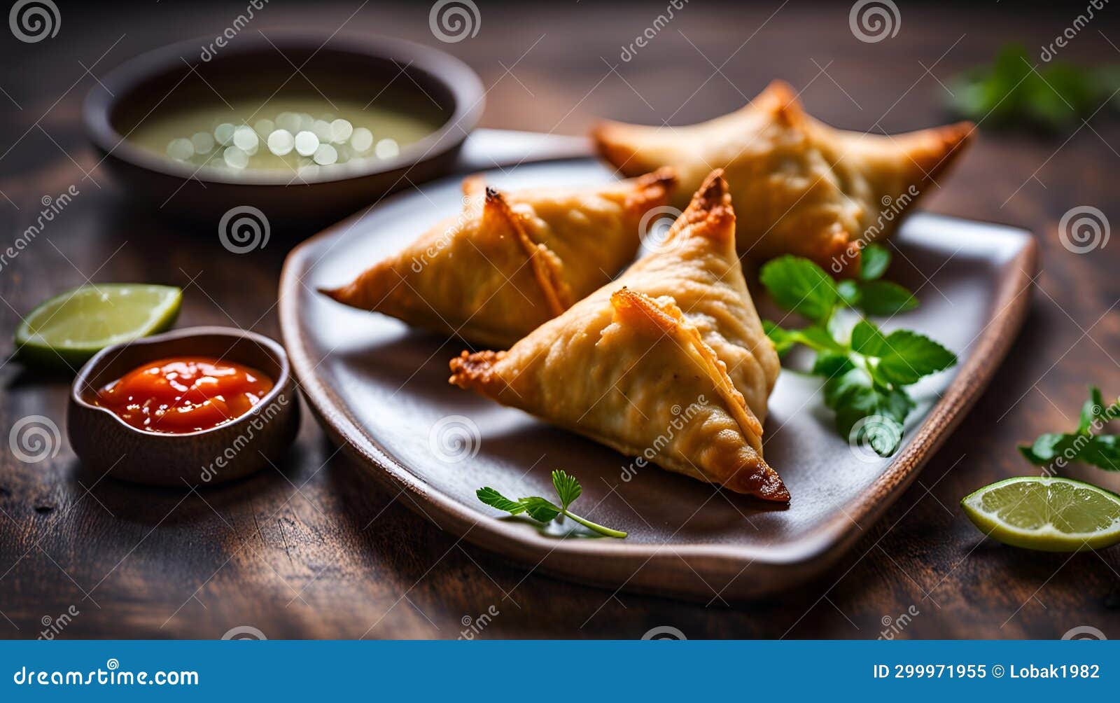Fried Samosas with Vegetable Filling Stock Illustration - Illustration ...