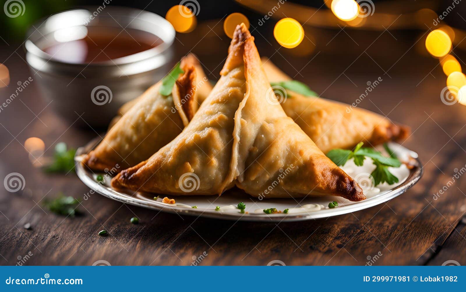 Fried Samosas with Vegetable Filling Stock Illustration - Illustration ...
