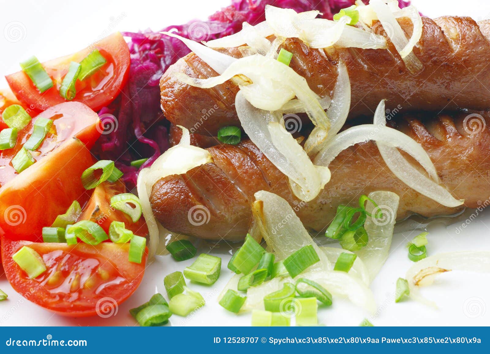 Fried sausage. stock image. Image of breakfast, round - 12528707