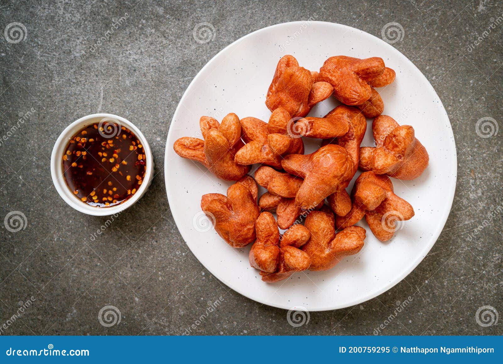 Fried Sausage With Dipping Sauce Stock Image Image Of Food Deep