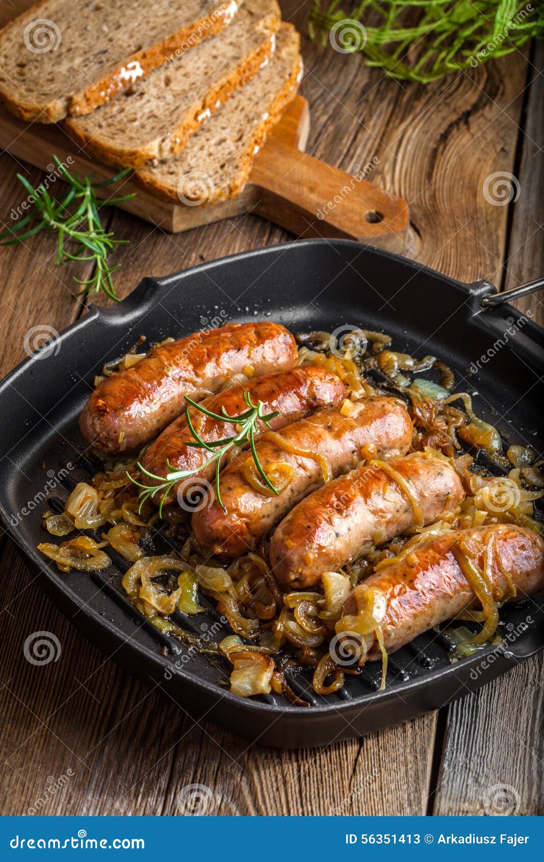Fried sausage. stock image. Image of dinner, delicious - 56351413