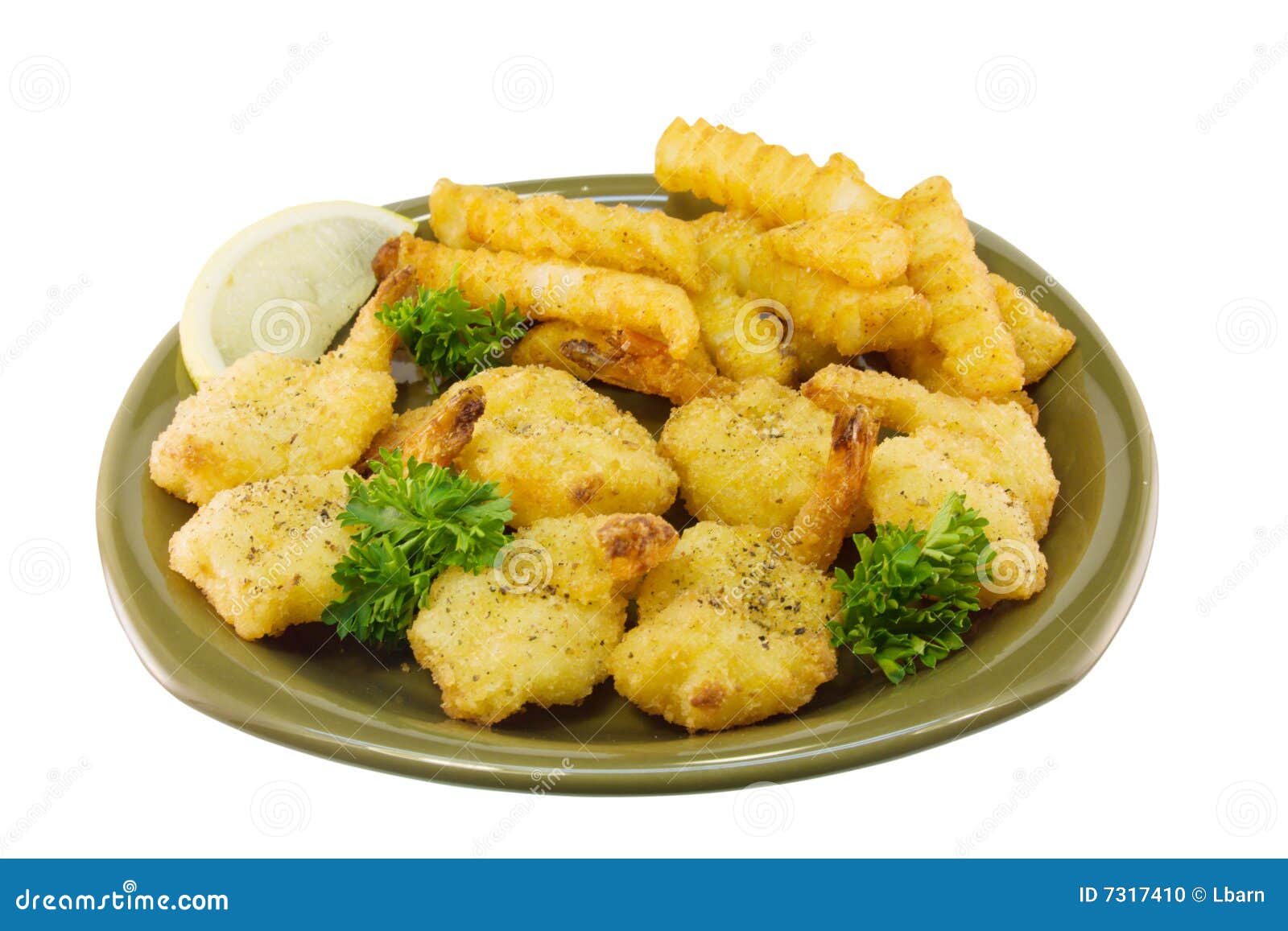 Fried shrimp dinner stock photo. Image of seasoned, plate - 7317410
