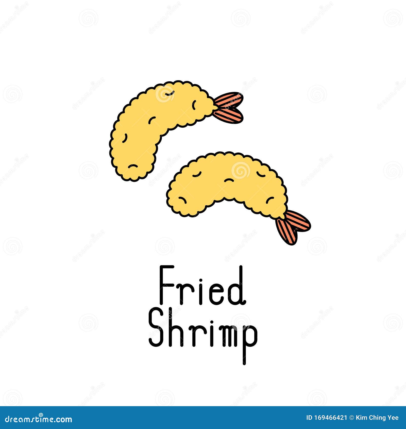 Fried shrimp icon stock vector. Illustration of japanese - 169466421