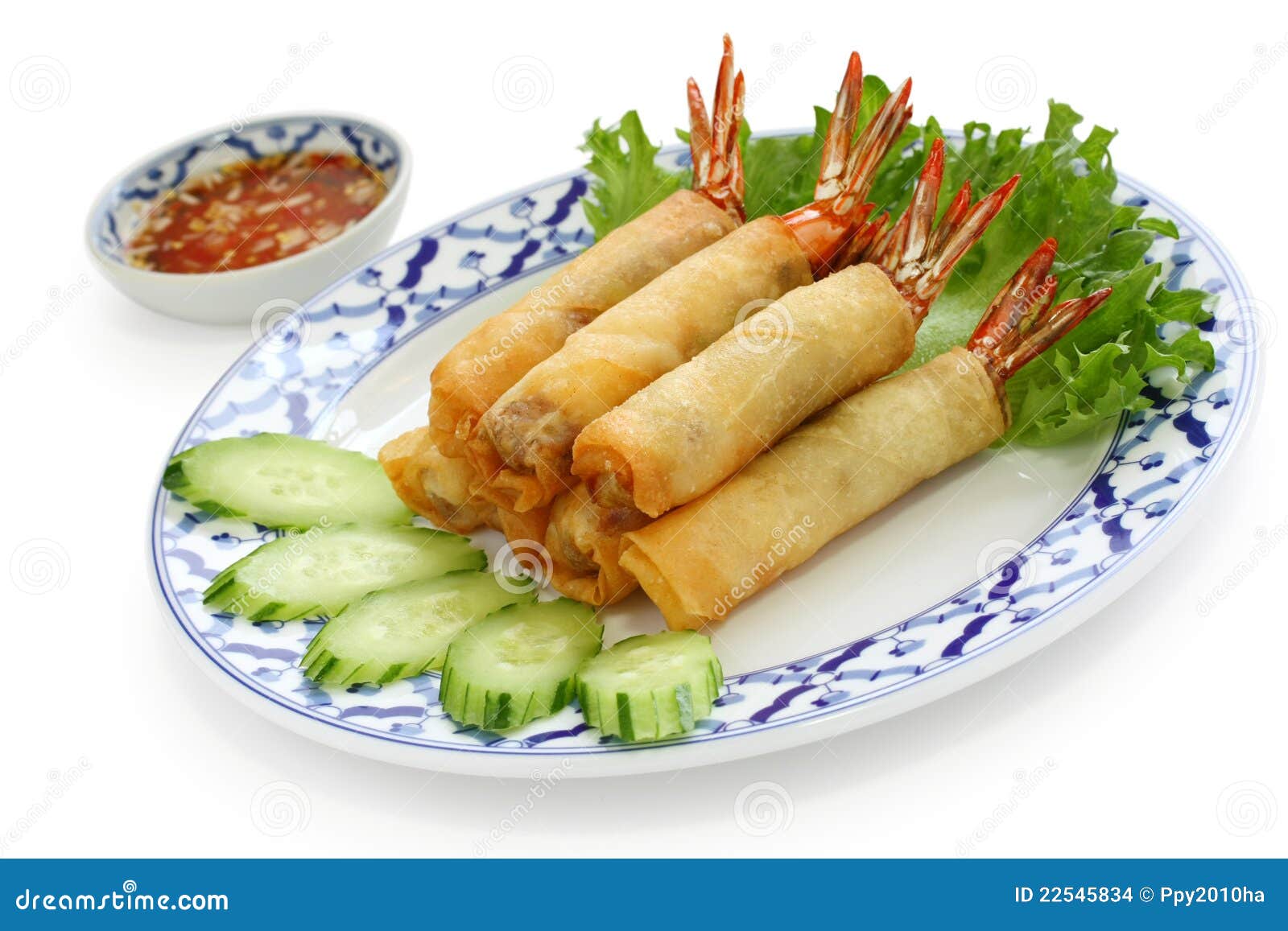 Fried Shrimp Spring Rolls, Thai Cuisine Stock Photo - Image of dinner ...