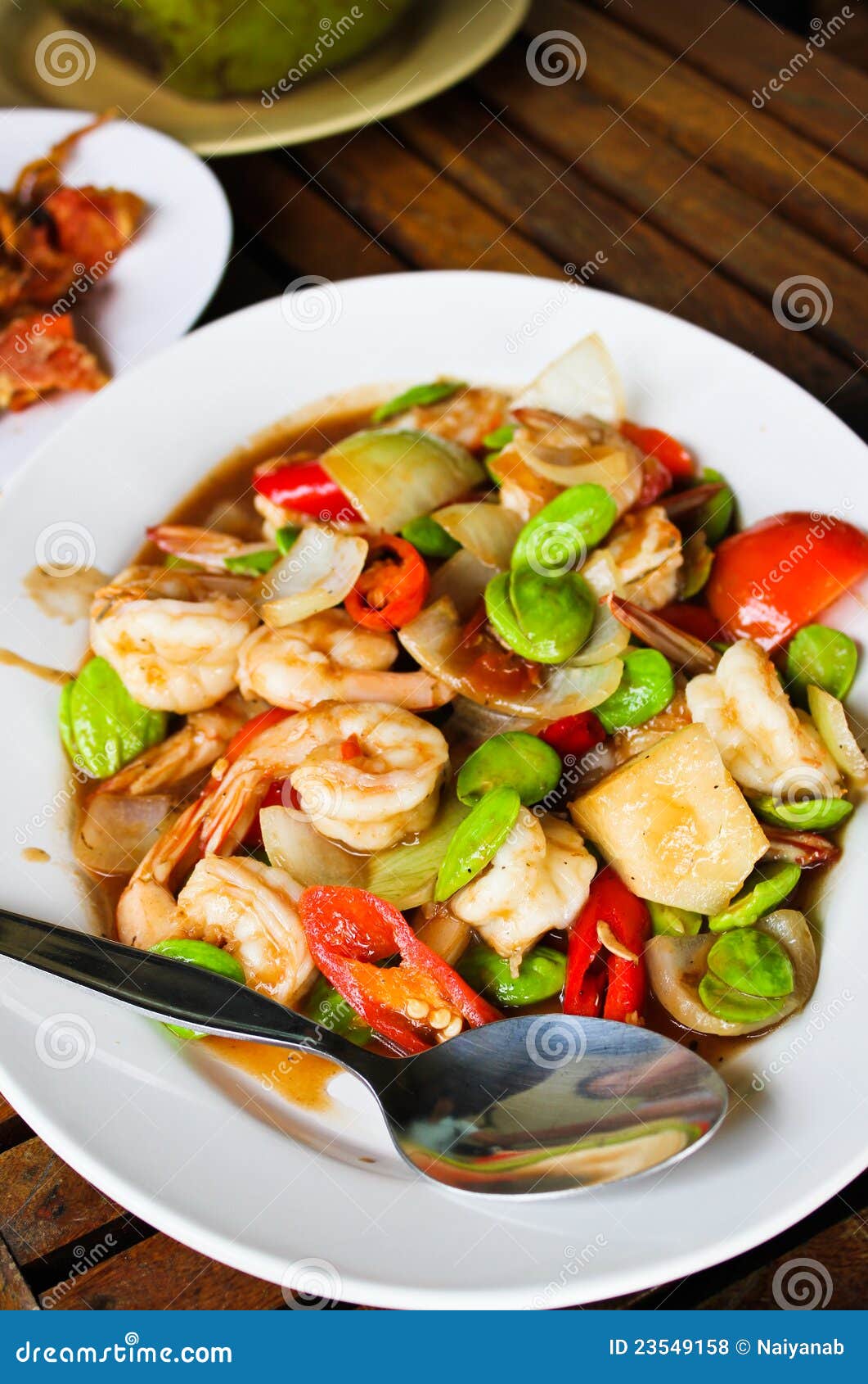 Fried Shrimp with Stinky Beans Stock Photo - Image of food, cooking ...