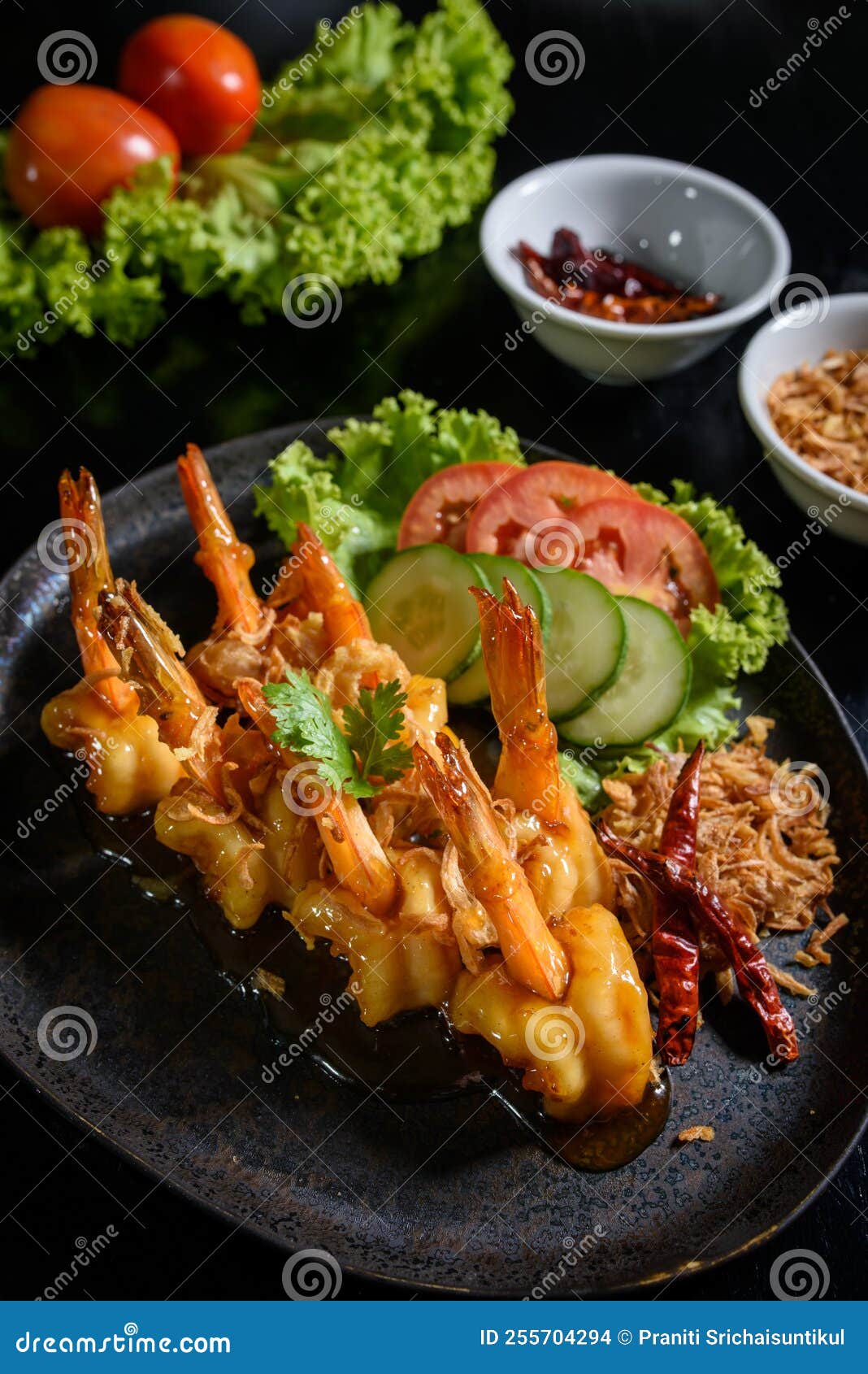 Fried Shrimp with Tamarind Sauce Stock Photo - Image of delicious ...