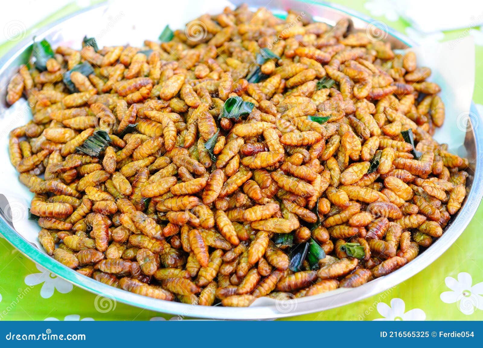 Fried In Oil Silkworm Larvae Royalty-Free Stock Photography ...