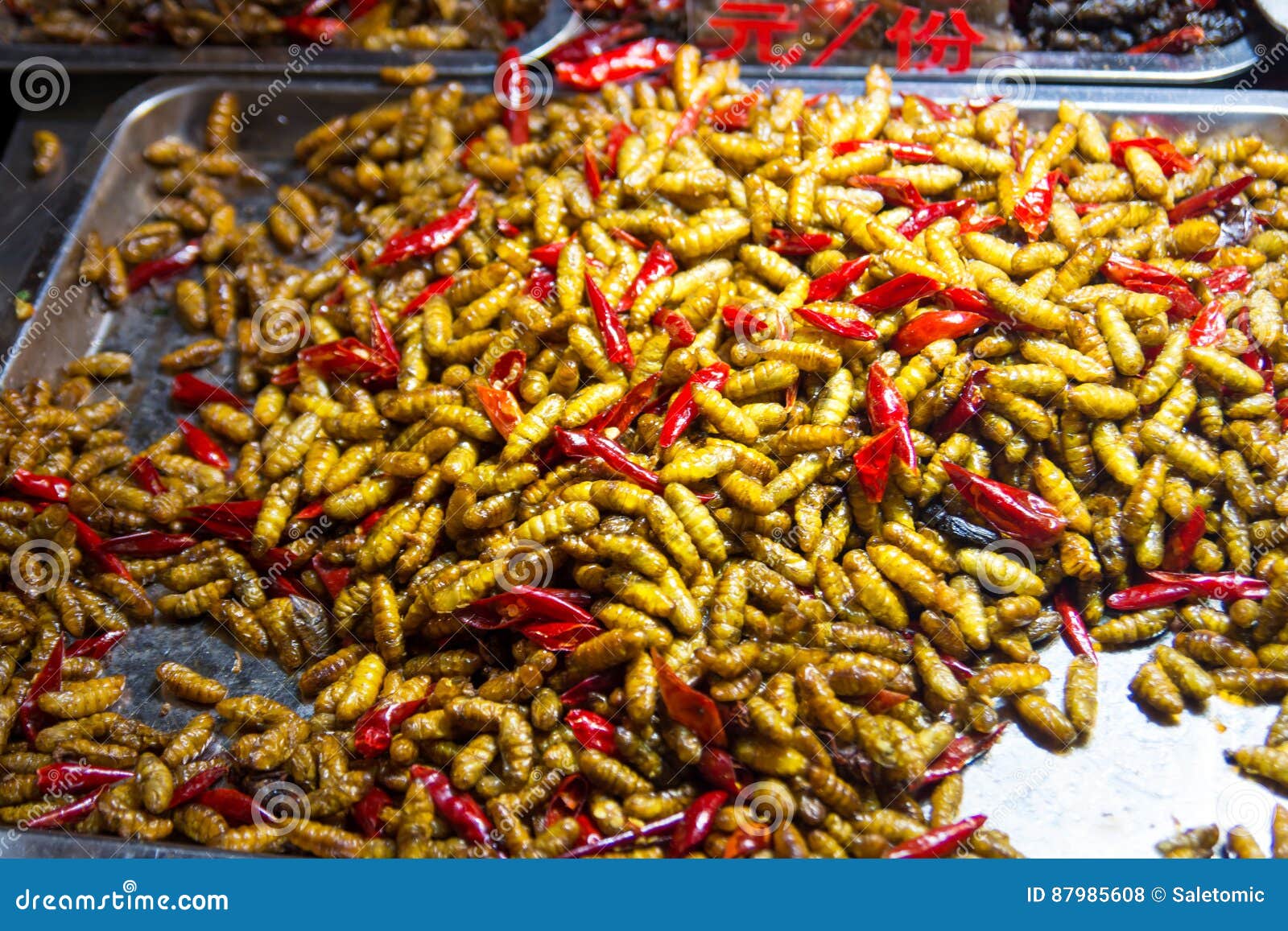 Fried In Oil Silkworm Larvae Royalty-Free Stock Photography ...