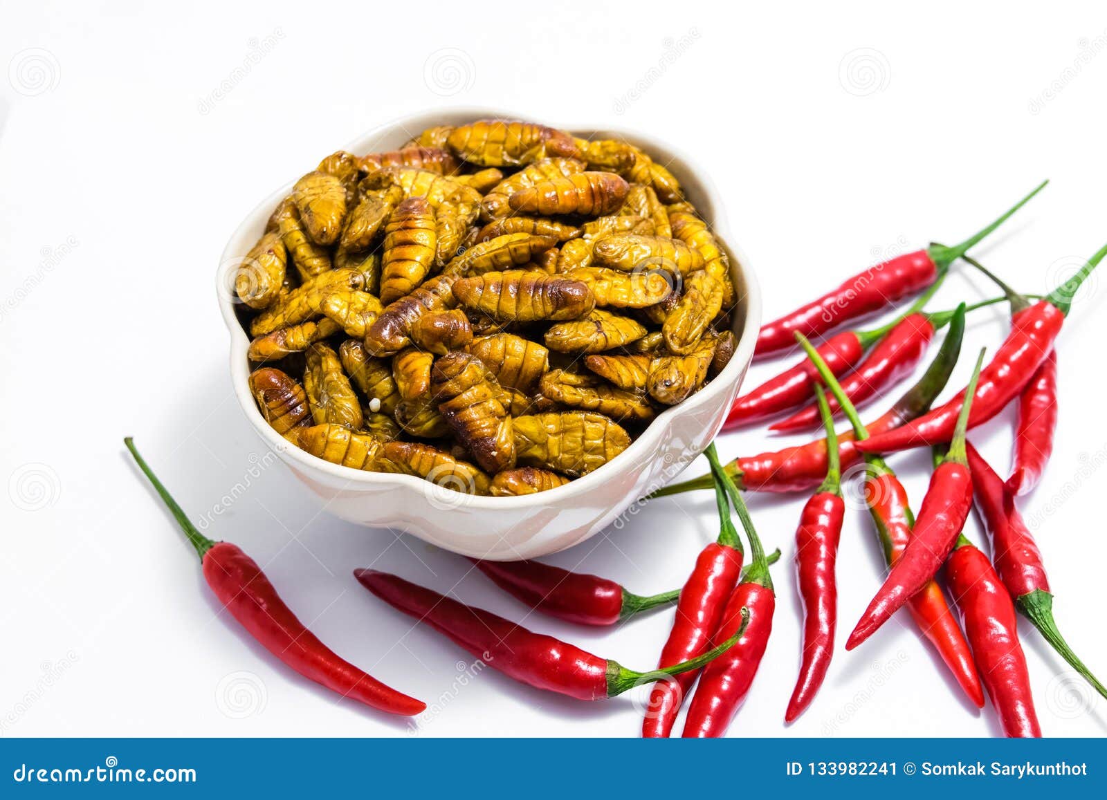 Fried silkworm`s pupa stock image. Image of pupa, animal - 133982241