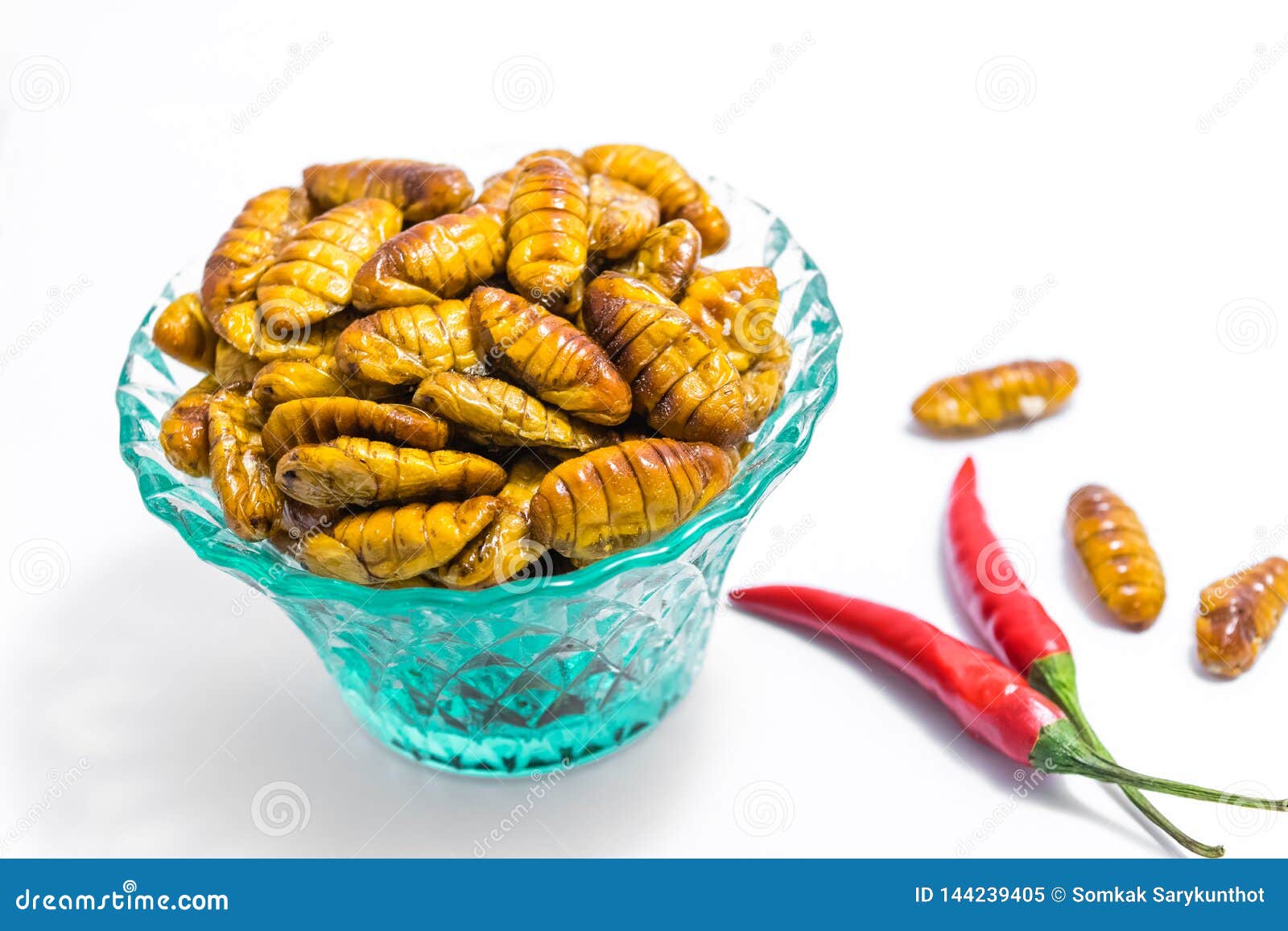 Fried silkworm`s pupa stock image. Image of nutrition - 144239405