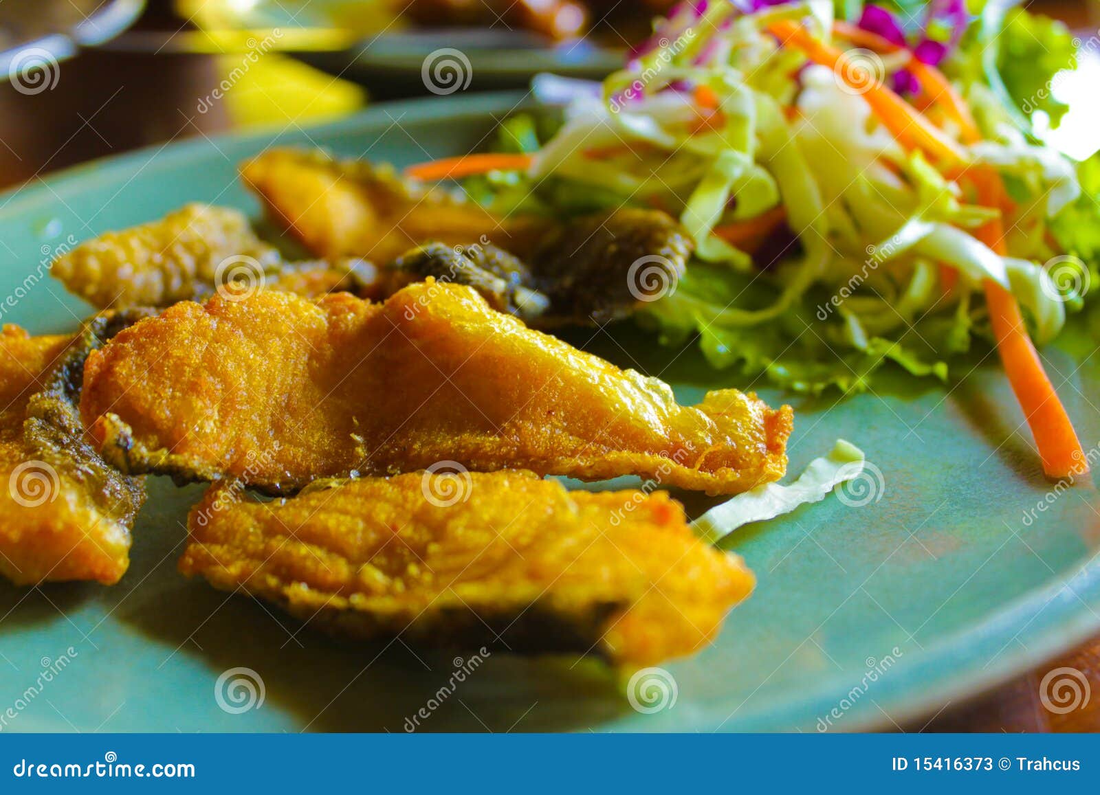 Fried snake-head fish stock image. Image of carrot, beautiful - 15416373