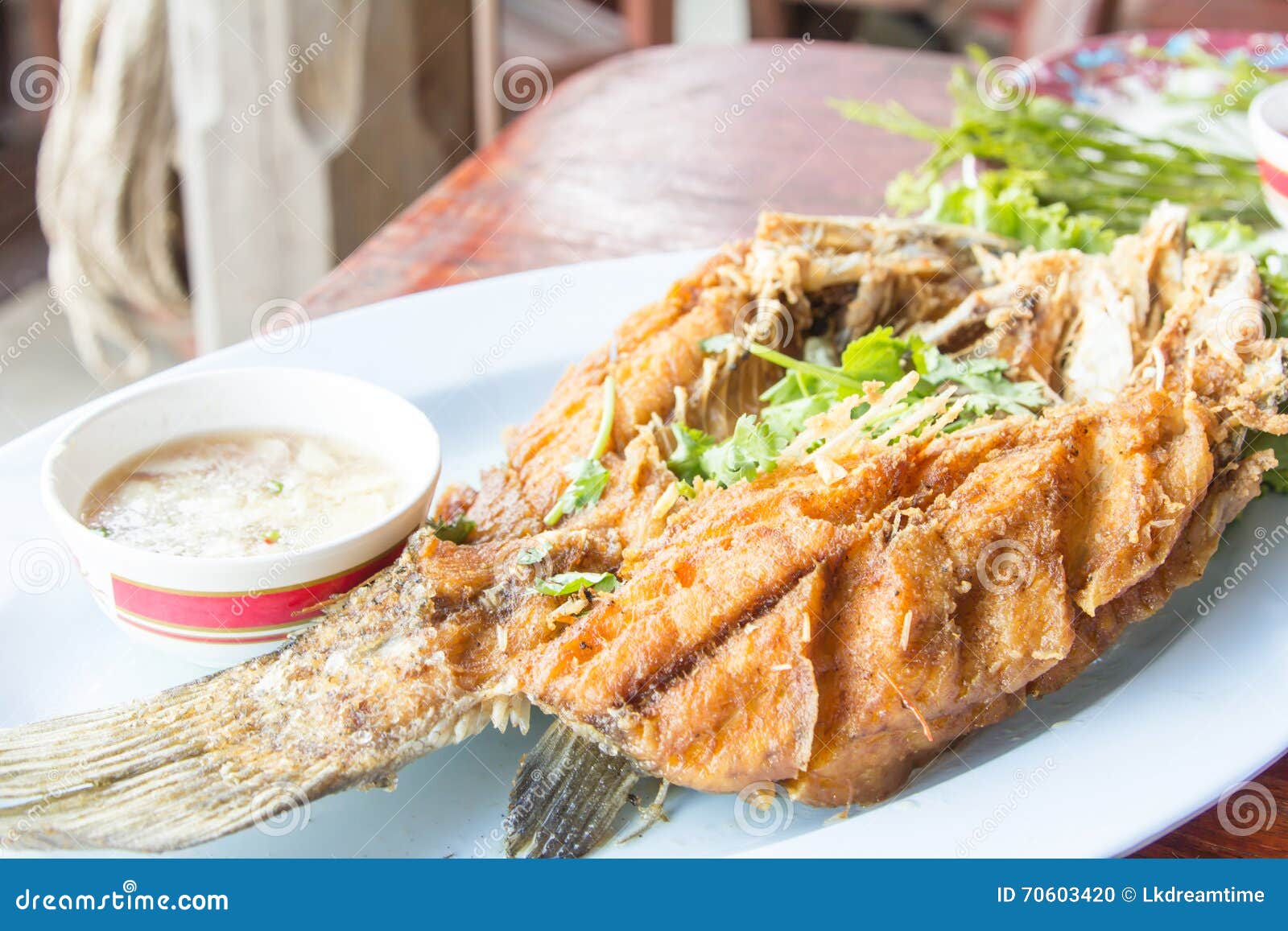 Fried snapper. stock photo. Image of fresh, background - 70603420