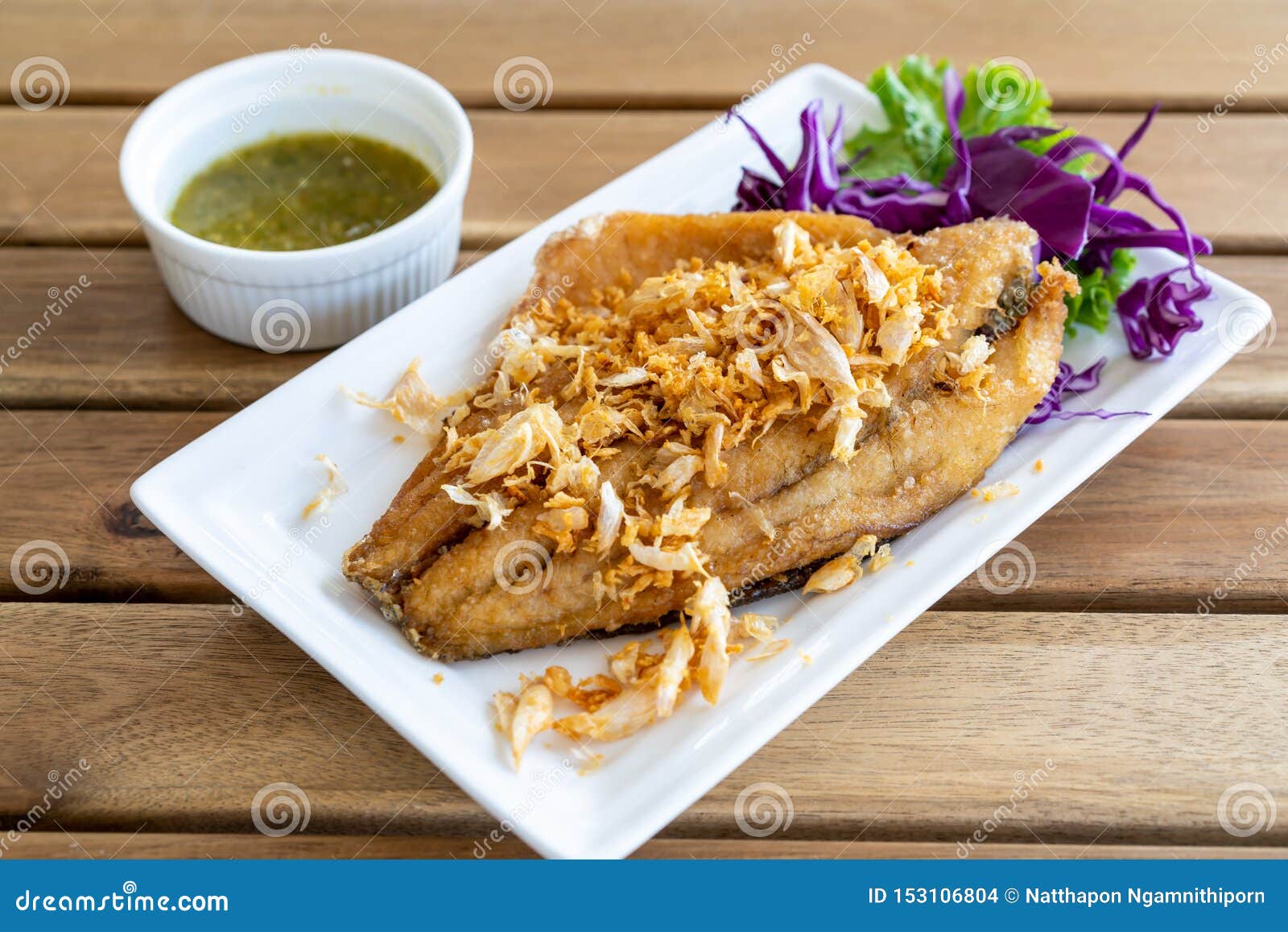 Fried Snapper Fish Fillet with Garlic Stock Photo - Image of grill ...