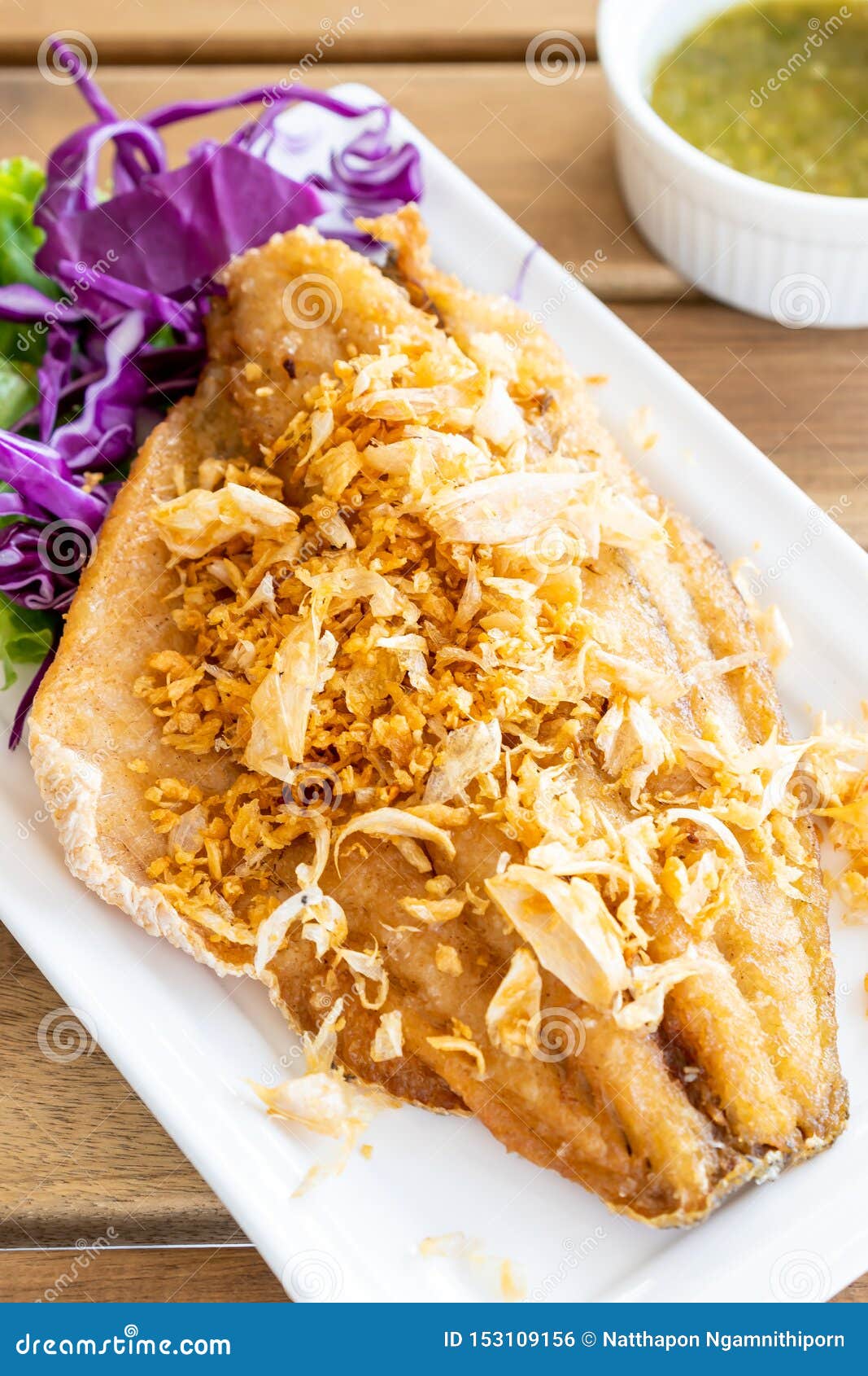 Fried Snapper Fish Fillet with Garlic Stock Photo - Image of cuisine ...