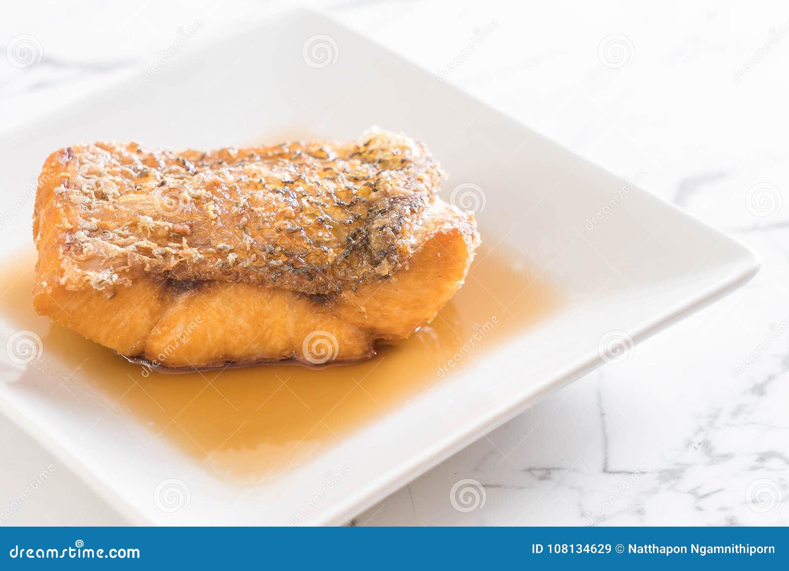 Fried Snapper Fish with Fish Sauce Stock Image - Image of dinner ...