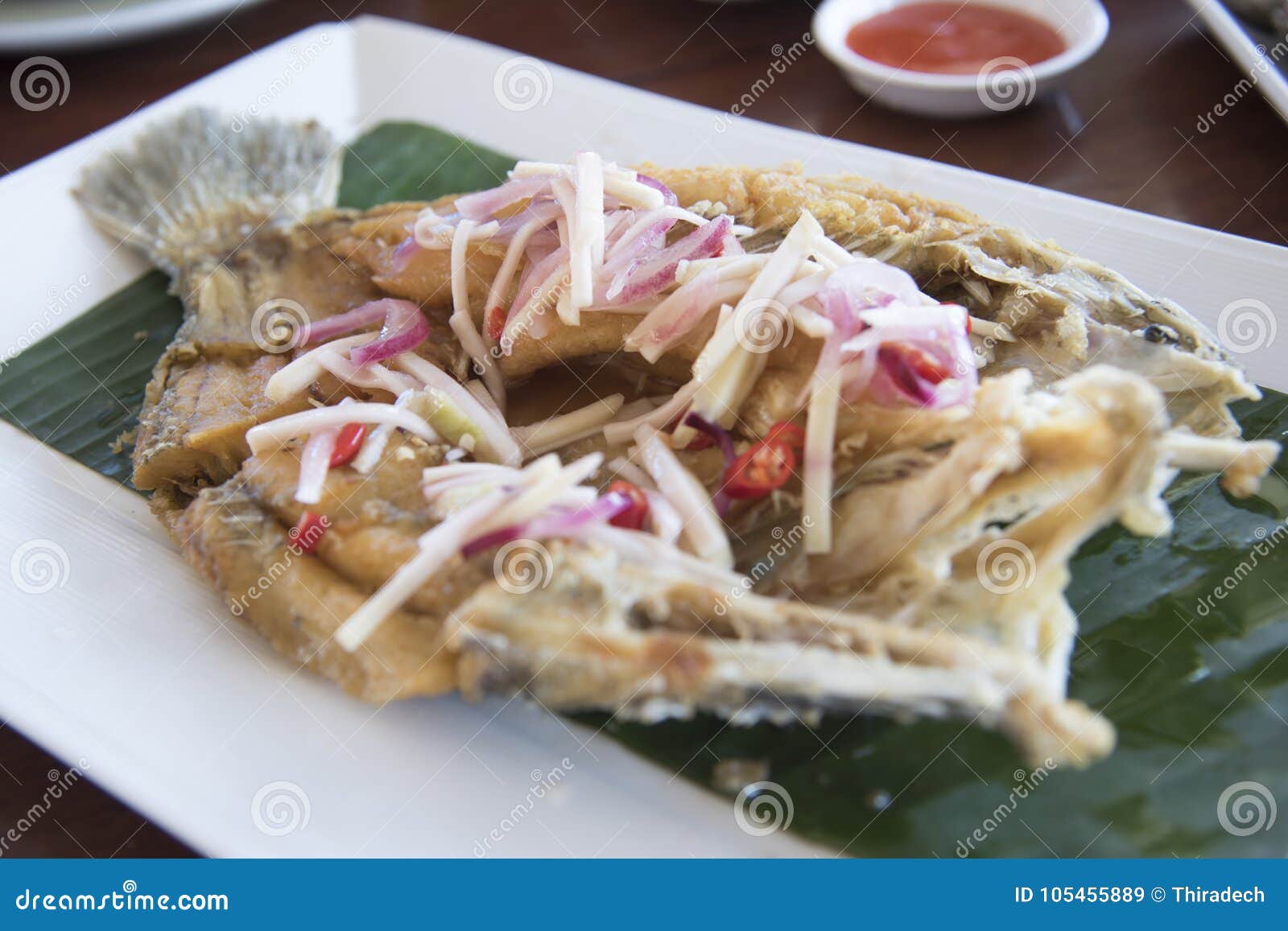 Fried snapper fish stock image. Image of white, lunch - 105455889